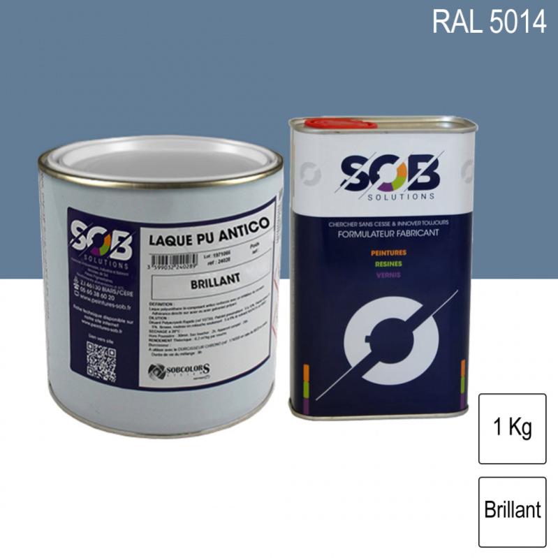 Peinture professionnelle PU ANTICO bi-composant RAL 5014 Bleu pigeon ...