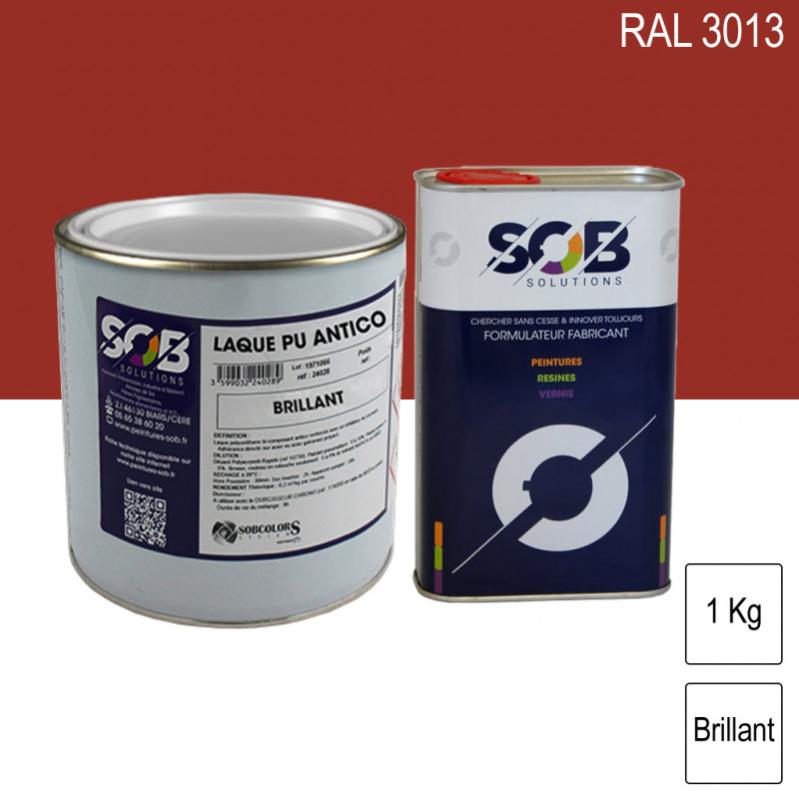 Peinture professionnelle PU ANTICO bi-composant RAL 3013 Rouge tomate ...