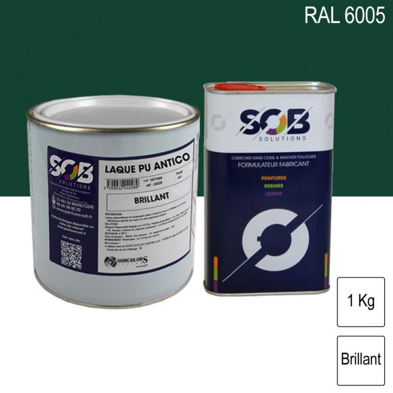 Peinture professionnelle PU ANTICO bi-composant RAL 6005 Vert mousse ...