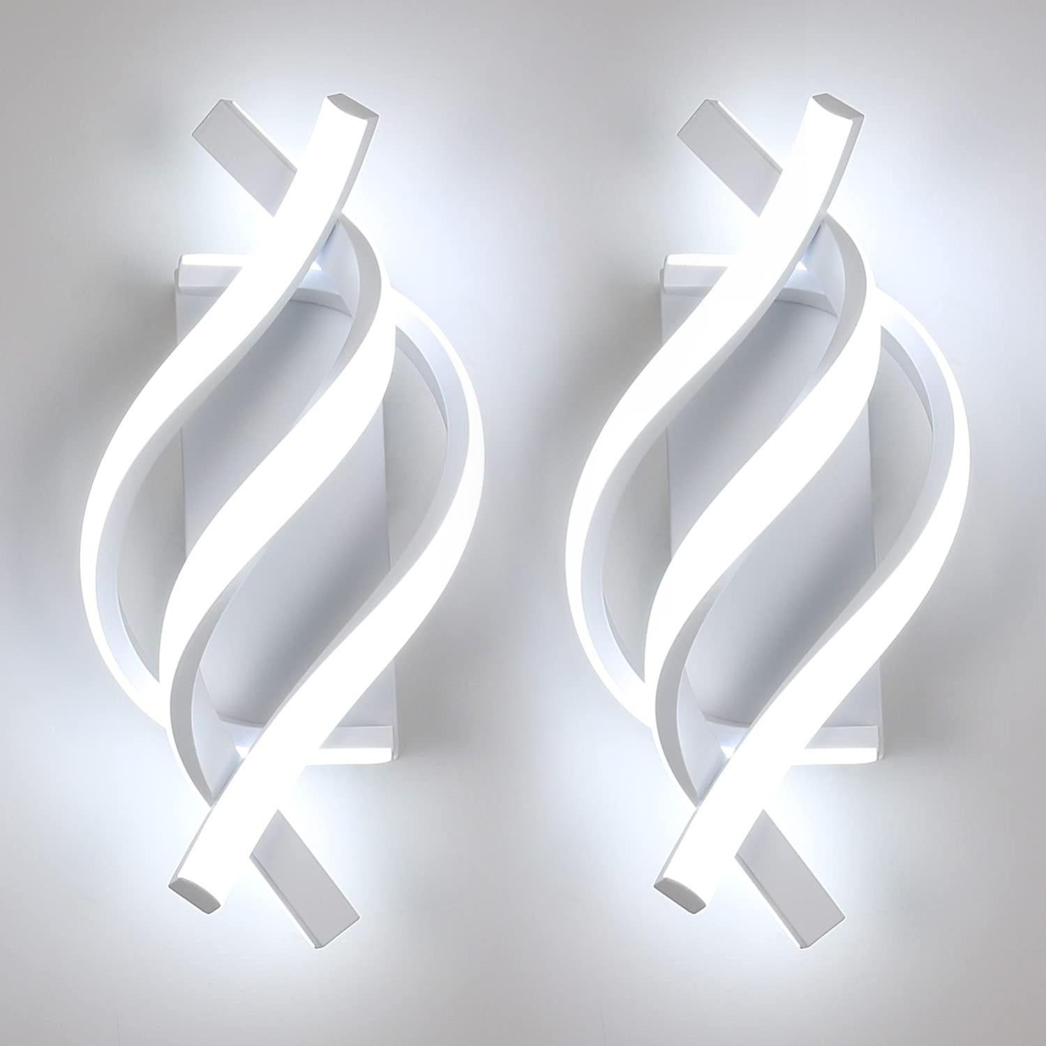 Juego de 2 apliques de pared, lámparas de pared LED modernas en espiral ...
