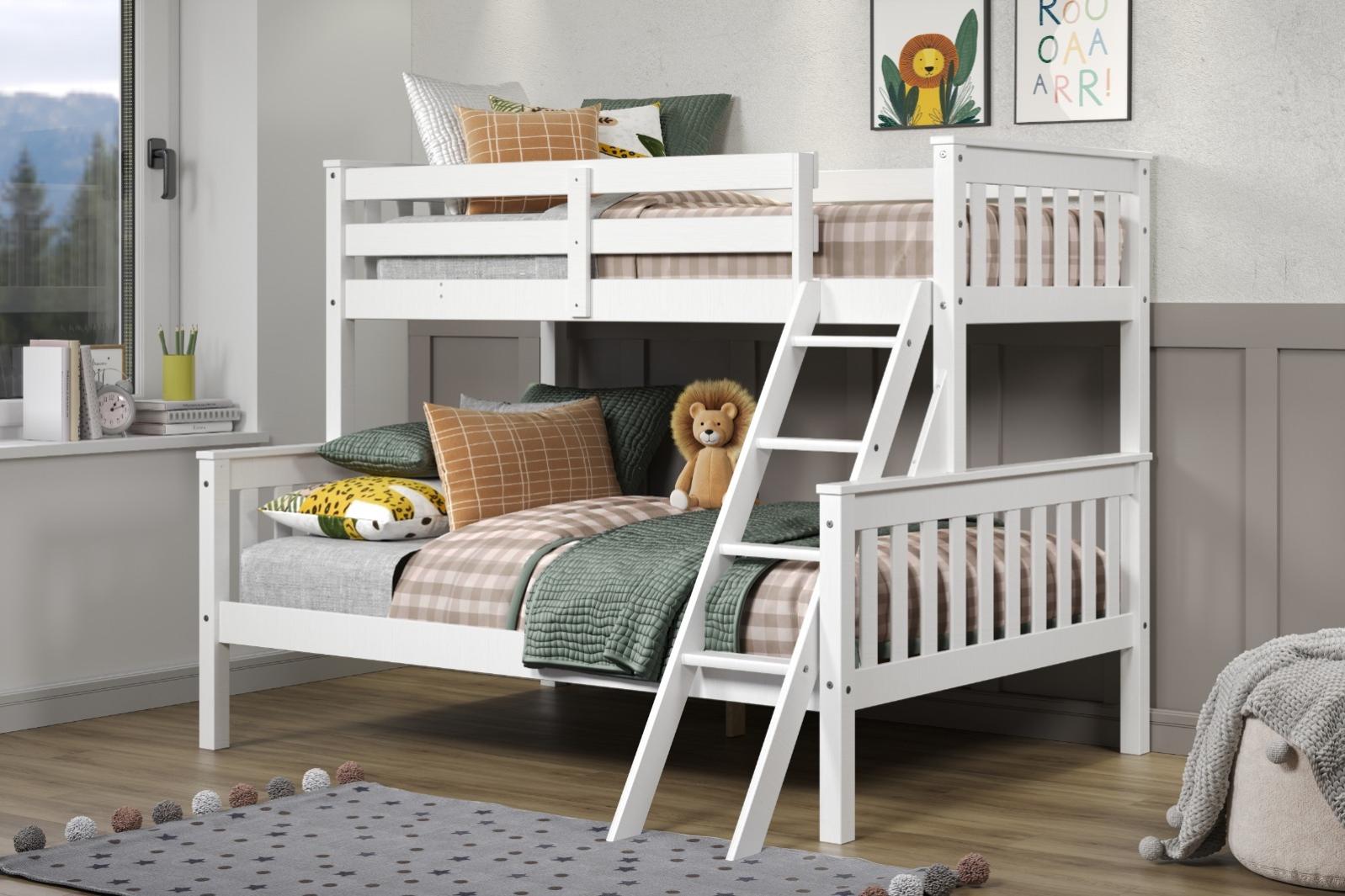 Litera doble matrimonio de madera Blanco Lacado- Litera de Madera de ...