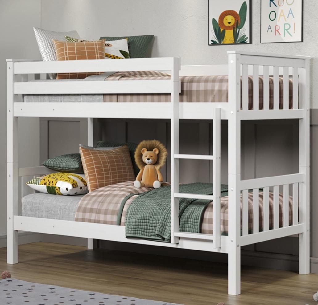 Litera de madera dos camas Lacada Blanca- Litera de Madera de 90x190 ...