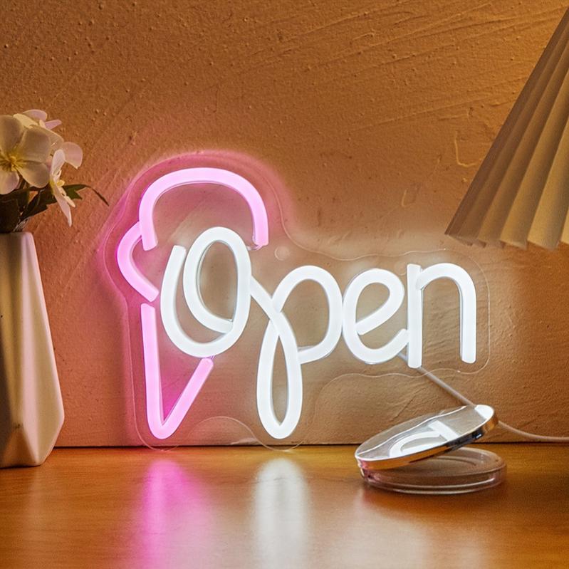 VIce Cream Enseigne au néon LED de forme ouverte, alimentée par USB ...