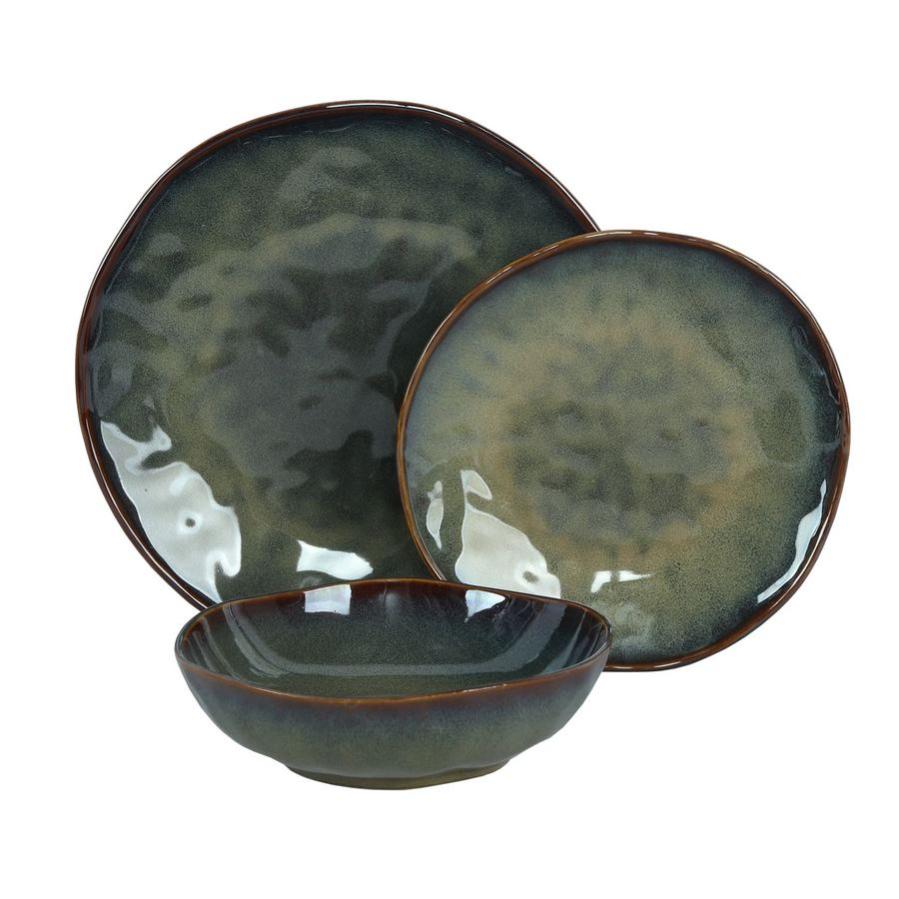 Set 18 piatti in ceramica moderni verde scuro | Leroy Merlin