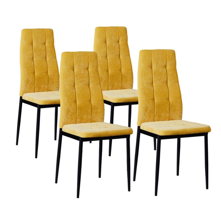 Pack de 4 chaises de salon en tissu jaune - Milan | Leroy Merlin