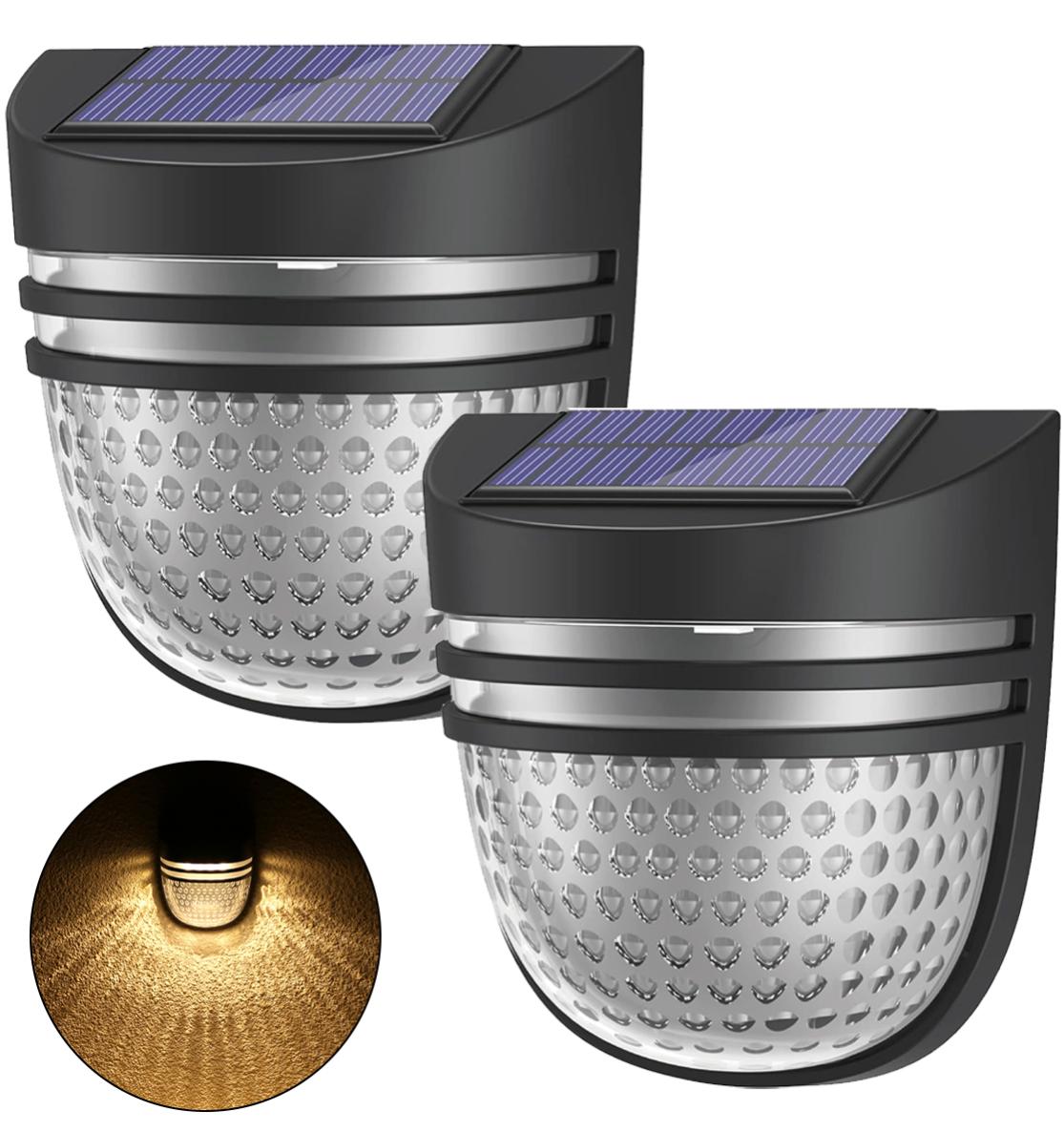 Lot de 2 lampes solaires d'extérieur, lampes de clôture solaires étanches avec Mode respiration ...