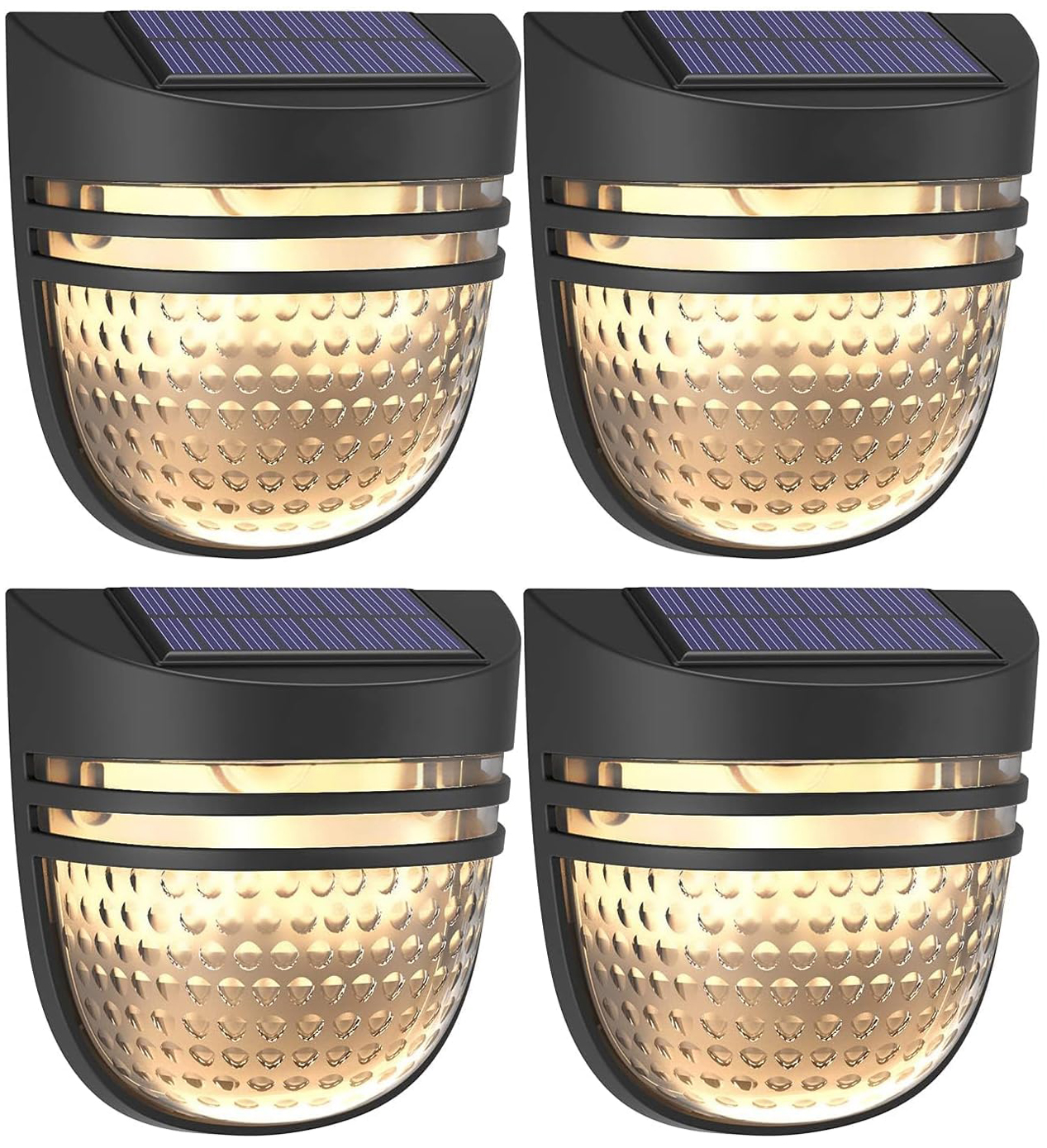 Lot de 4 lampes solaires d'extérieur, lampes de clôture solaires étanches avec Mode respiration ...