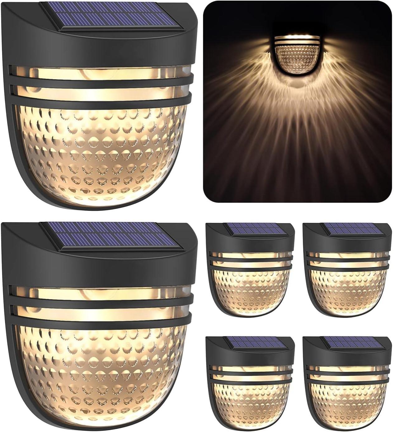 Lot de 6 lampes solaires d'extérieur, lampes de clôture solaires étanches avec Mode respiration ...