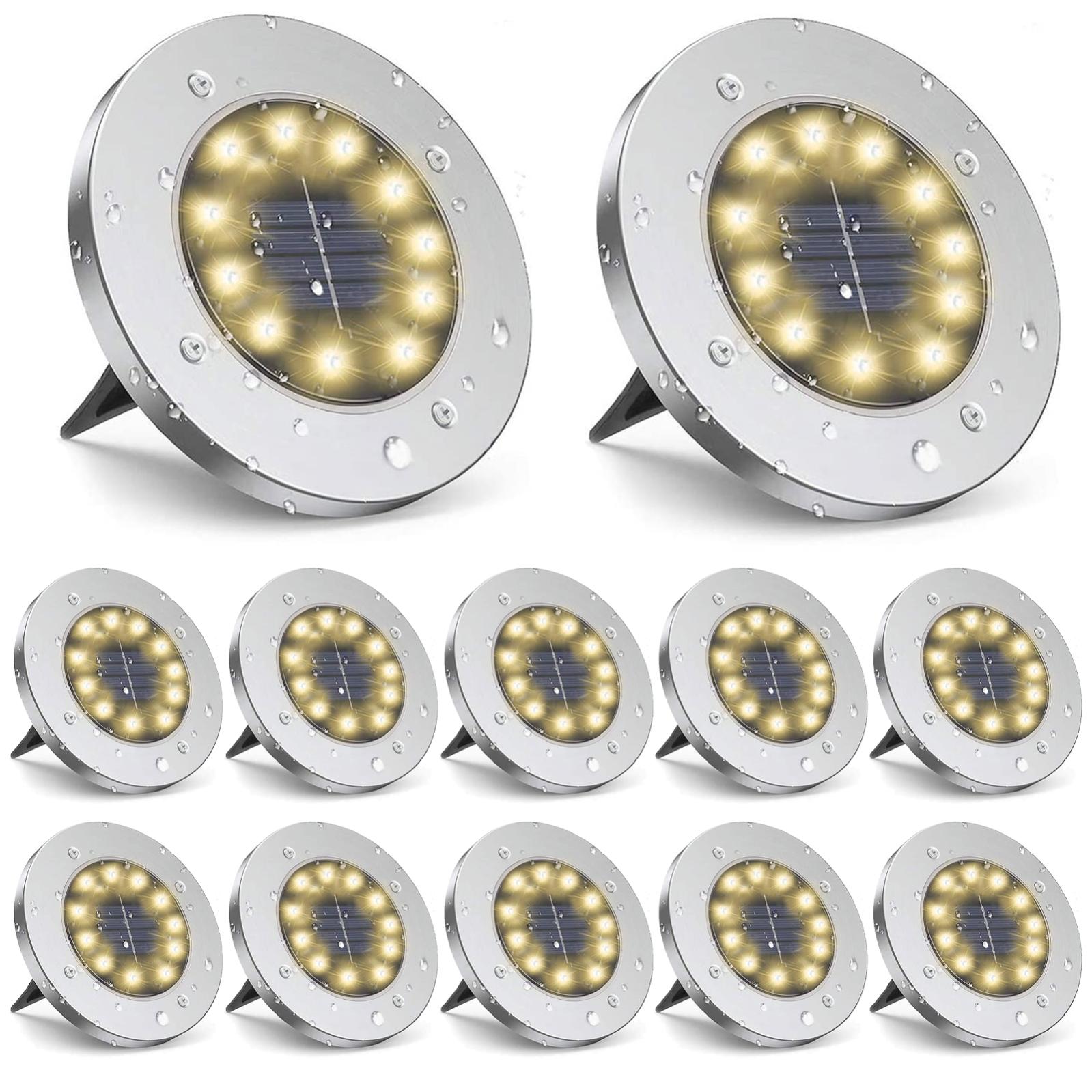 Luz solar de suelo con 12 LED, luz solar impermeable, luz solar de ...