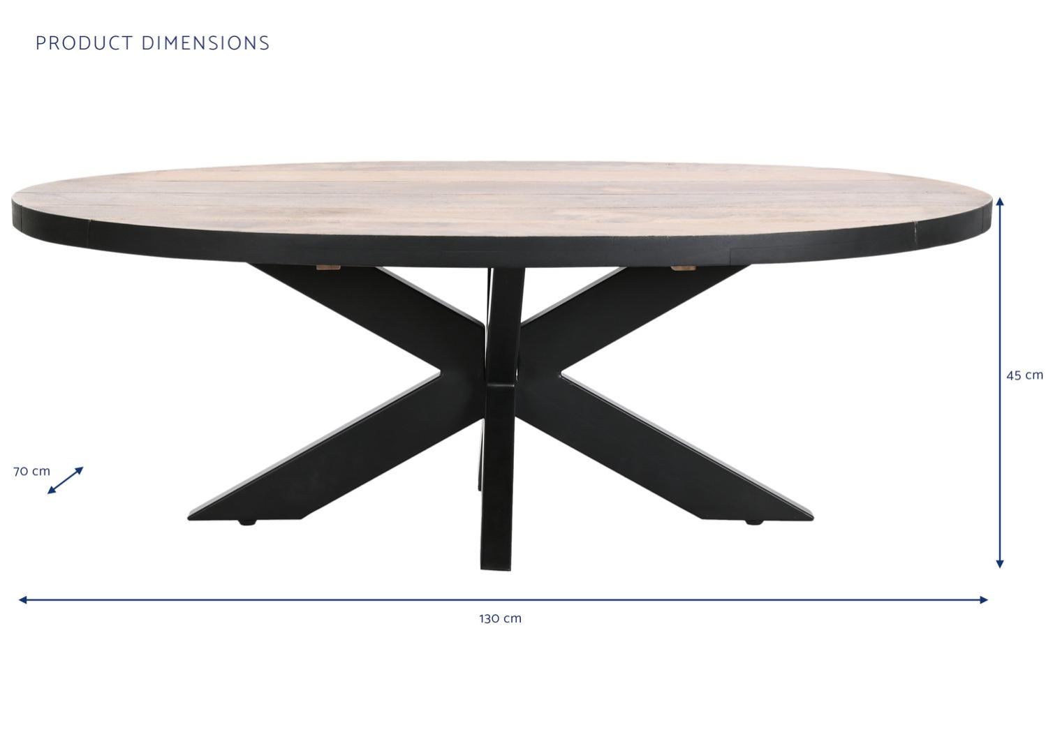 Table centrale en métal Mango 130x70x45 naturel | Leroy Merlin