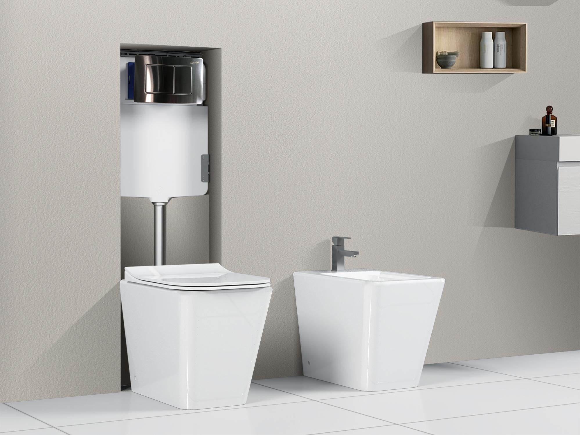 NALA Cassetta Da Incasso Per Wc Vaso A Terra Con Placca Di Comando In ...