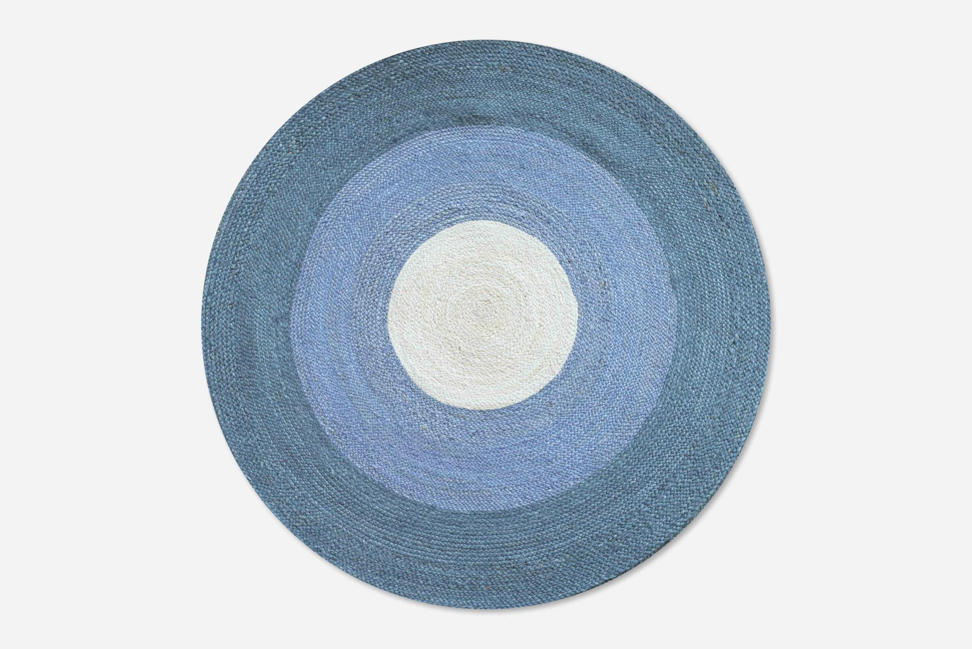 TAPPETO TONDO IN JUTA TRICOLORE BLU Ø140CM | Leroy Merlin
