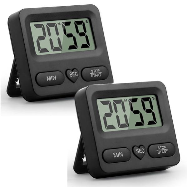 2 * Timer digitale e cronometro neri, timer da cucina multifunzionale ...