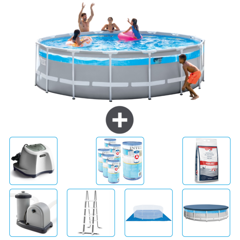 Piscine Intex Round Prism Frame Clearview - 488 x 122 cm - Comprend des ...