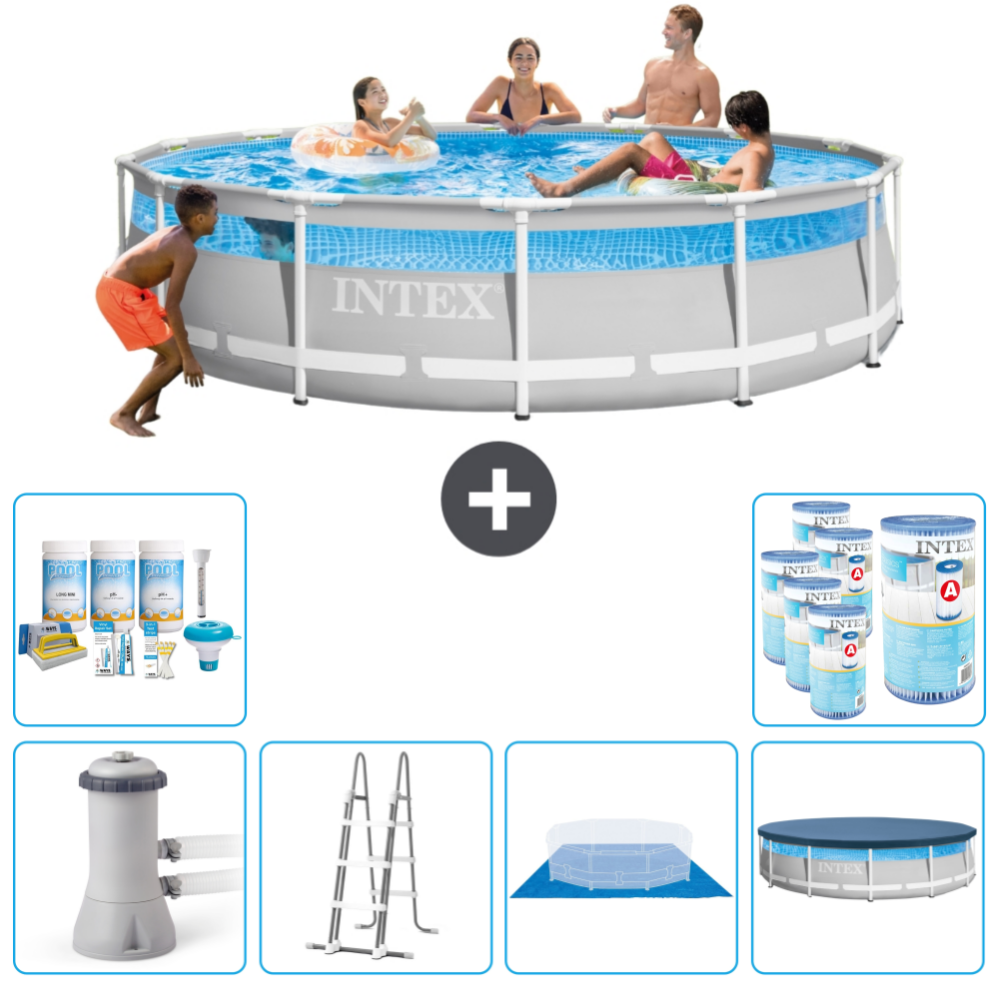Piscine Intex Round Prism Frame Clearview - 427 x 107 cm - Comprend des ...