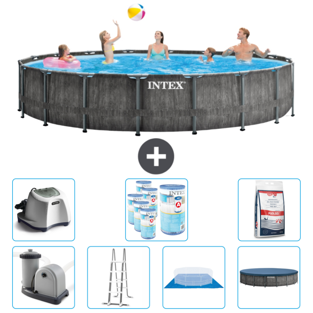 Piscine Intex Round Prism Frame Greywood - 549 x 122 cm - Comprend des ...