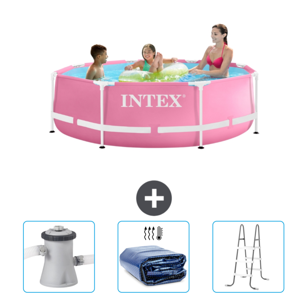 Piscine Intex Cadre Rond - 244 x 76 cm - Rose - Incluse Accessoire CB83 ...