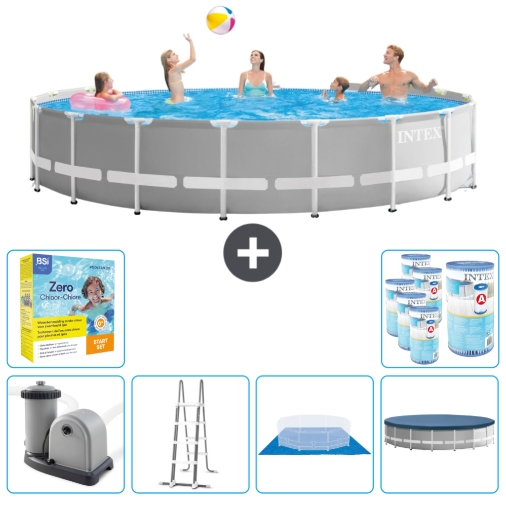 Piscine Intex Round Prism Frame - 548 x 122 cm - Grise - Comprend des ...