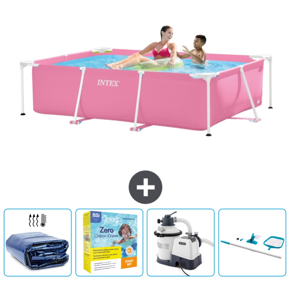 Piscine Cadre Rectangulaire Intex - 220 x 150 x 60 cm - Rose - Incluse ...