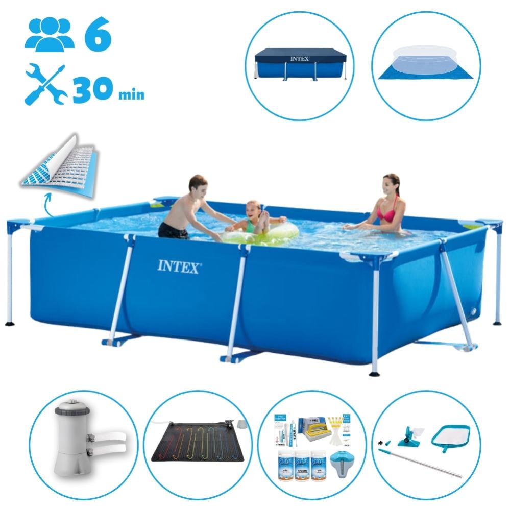 Piscine Cadre Rectangulaire Intex - 300 x 200 x 75 cm - Bleue - Incluse ...