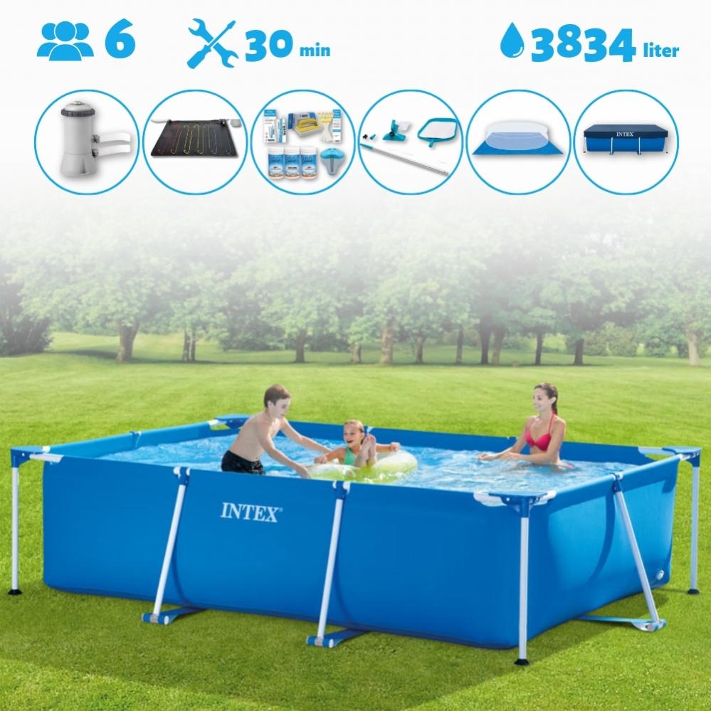 Piscine Cadre Rectangulaire Intex - 300 x 200 x 75 cm - Bleue - Incluse ...