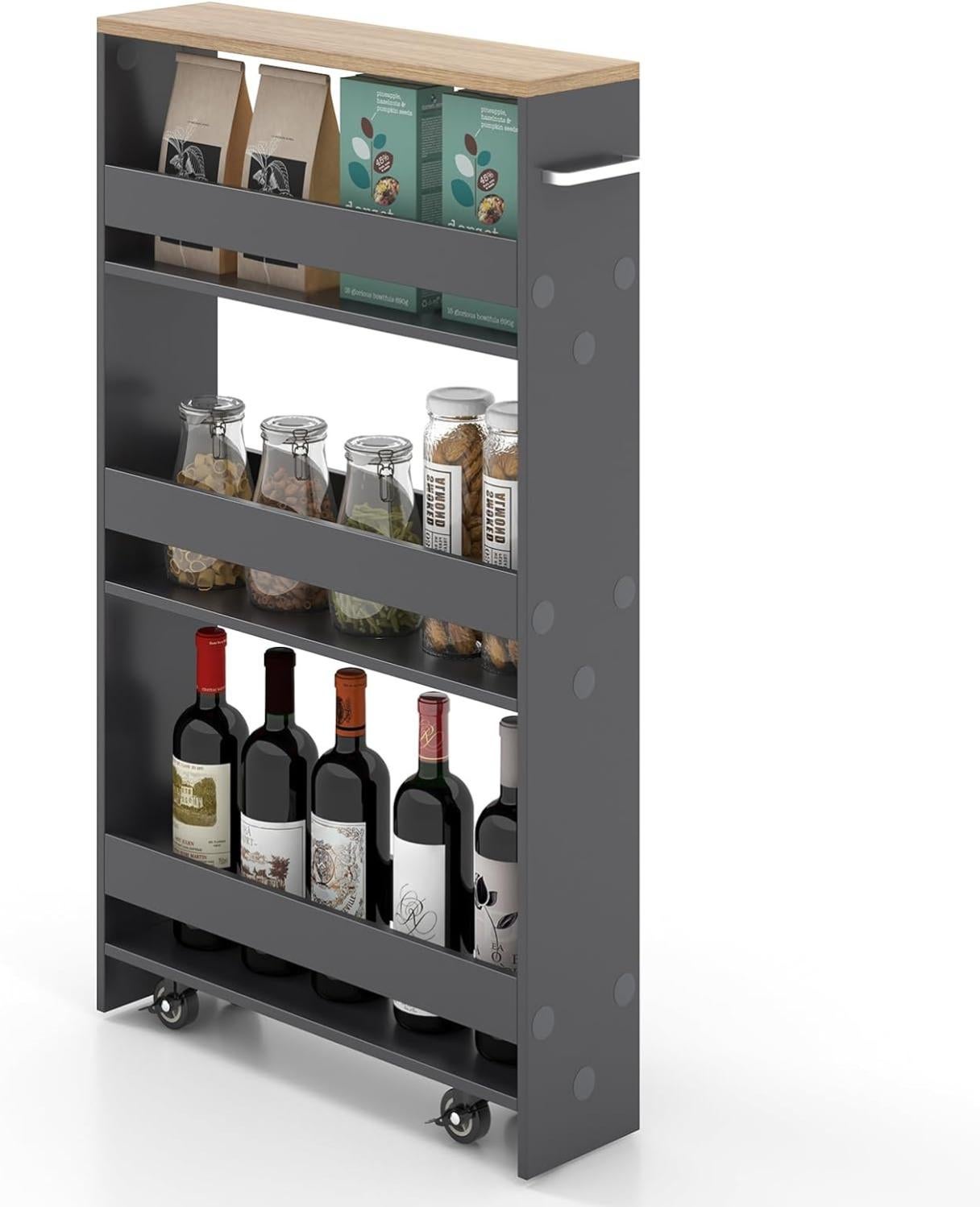 Chariot de Rangement de Cuisine à 4 Niveaux,avec 4 roulettes,Étagère de ...