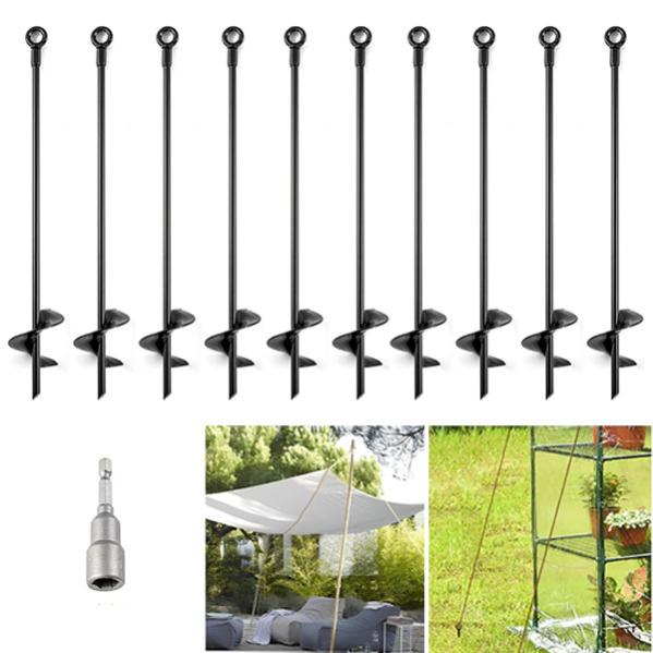 10 pièces clous d'ancrage au sol en spirale extérieurs, tente fixe ...