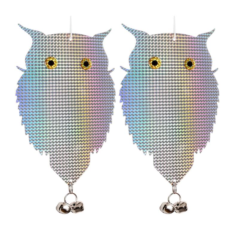 Hibou répulsif d'oiseaux laser double face, 2 pièces, argent double ...