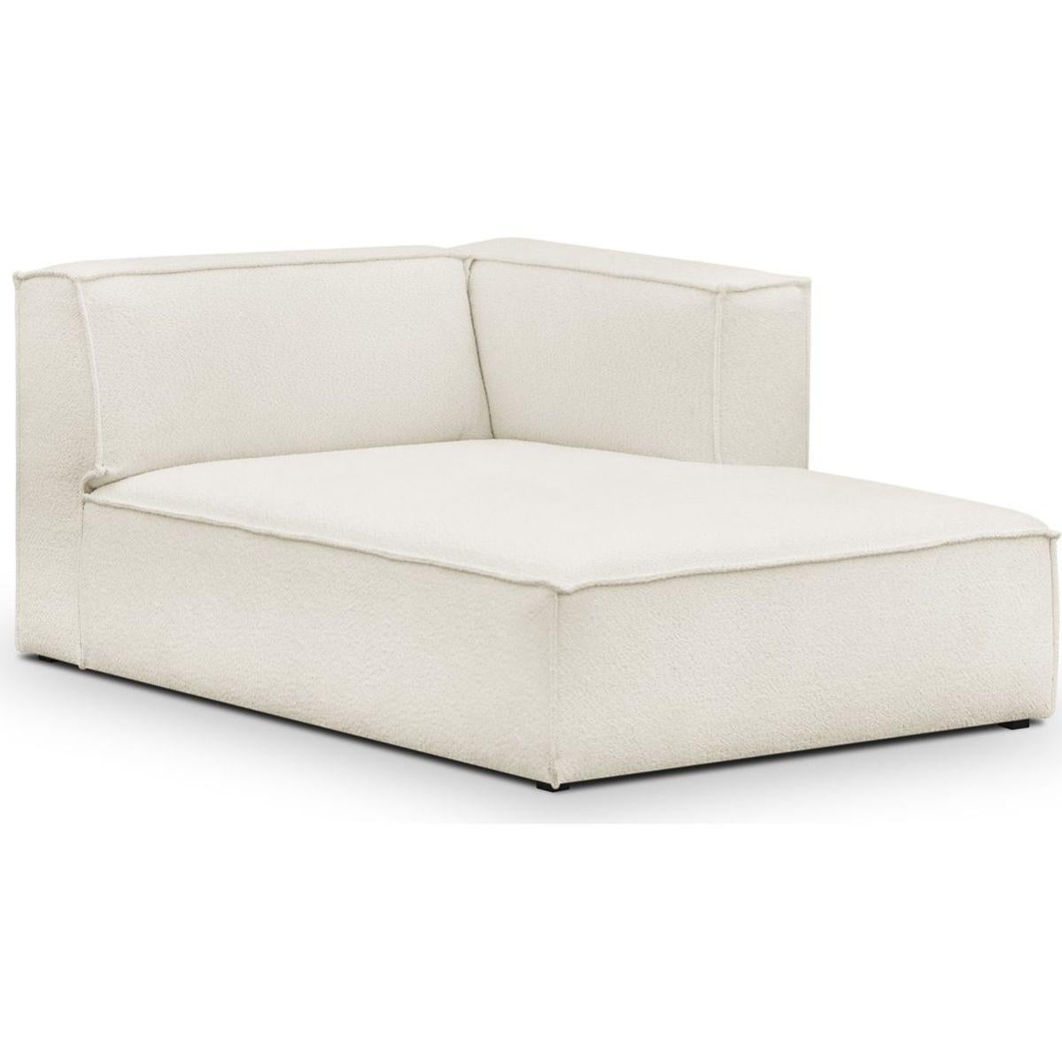 Méridienne d'angle à droite modulable en tissu bouclette écru - Rezia ...