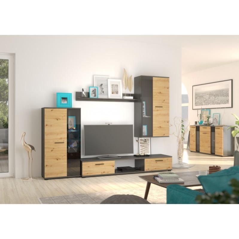 Ensemble meuble TV SALSA 159 cm - Couleur: Chêne doré - Avec Buffet ...