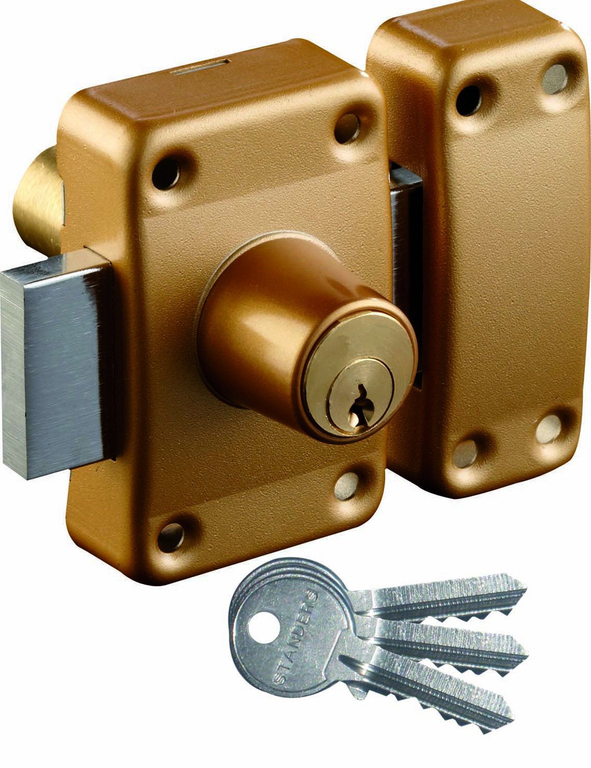 Verrou double cylindre, 60 mm, STANDERS City 5g 13022602lm.5 bronze ...