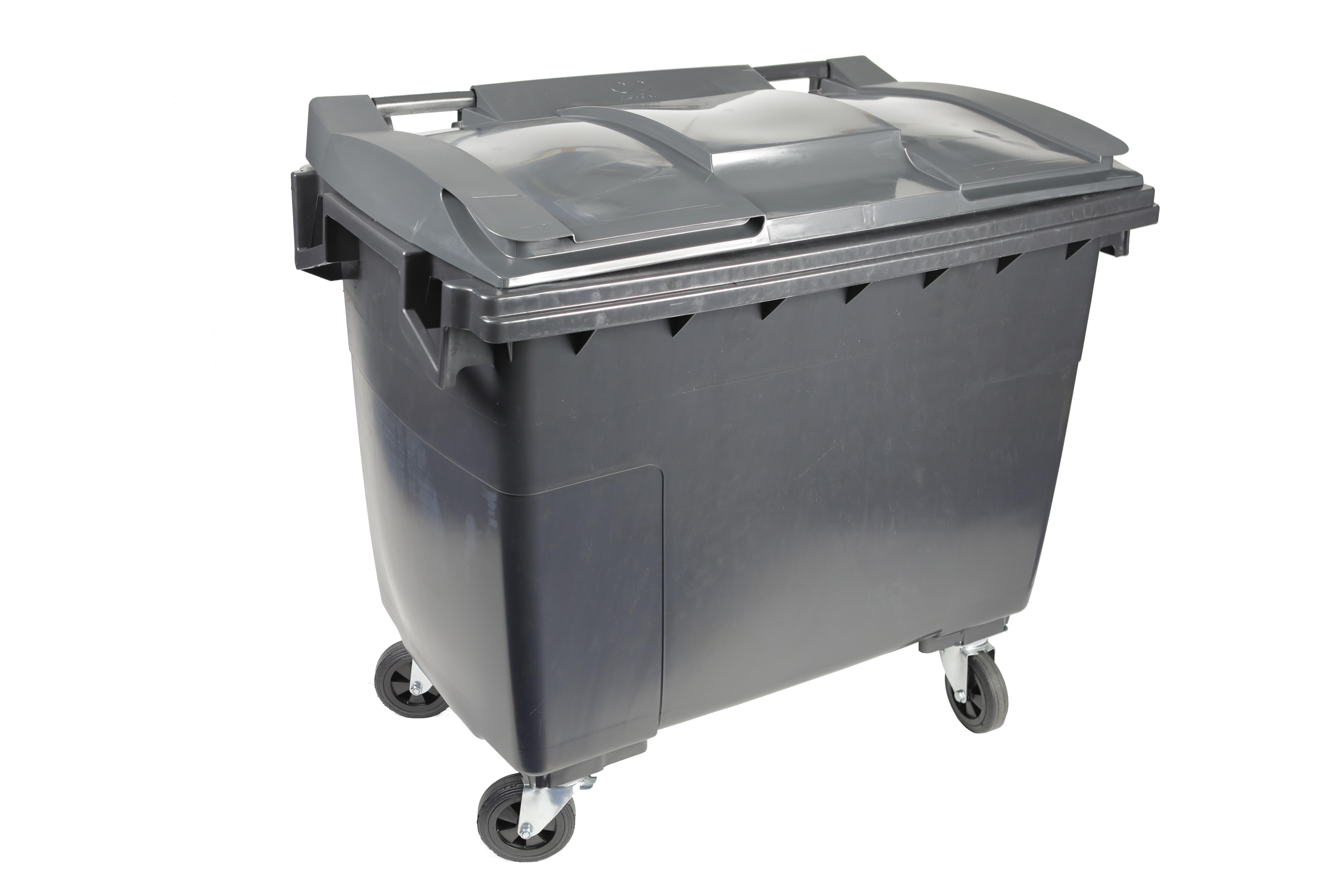 Poubelle de rue SULO 660 l sur 4 roues avec couvercle, gris anthracite ...