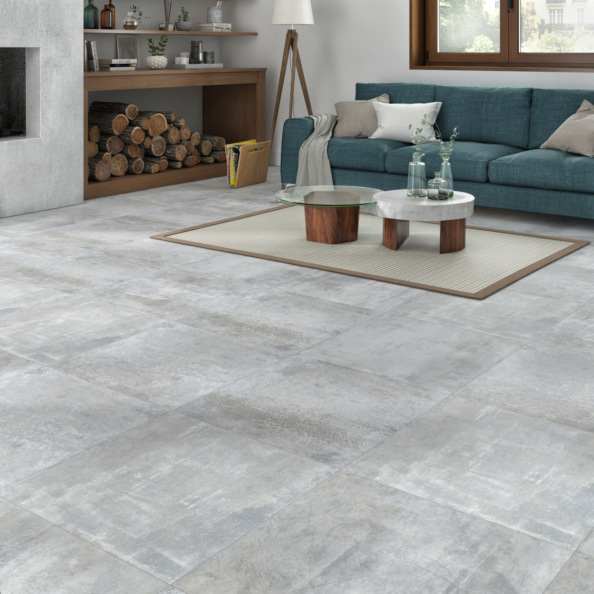 Carrelage mur / sol intérieur effet métal gris clair Oxy l.61 x L.61 cm ...