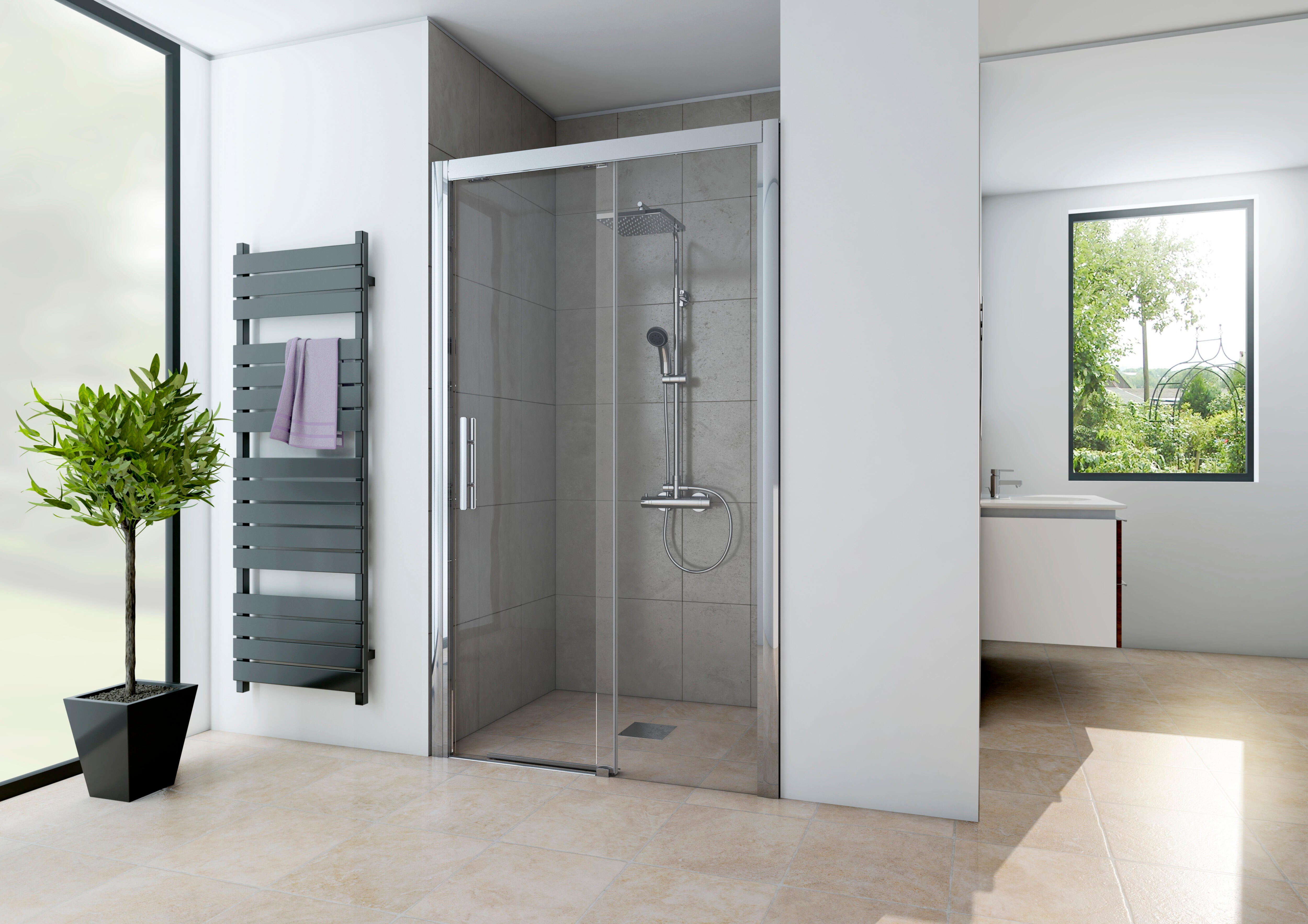 Porte de douche coulissante produit sans finition 100 cm, Adena | Leroy ...