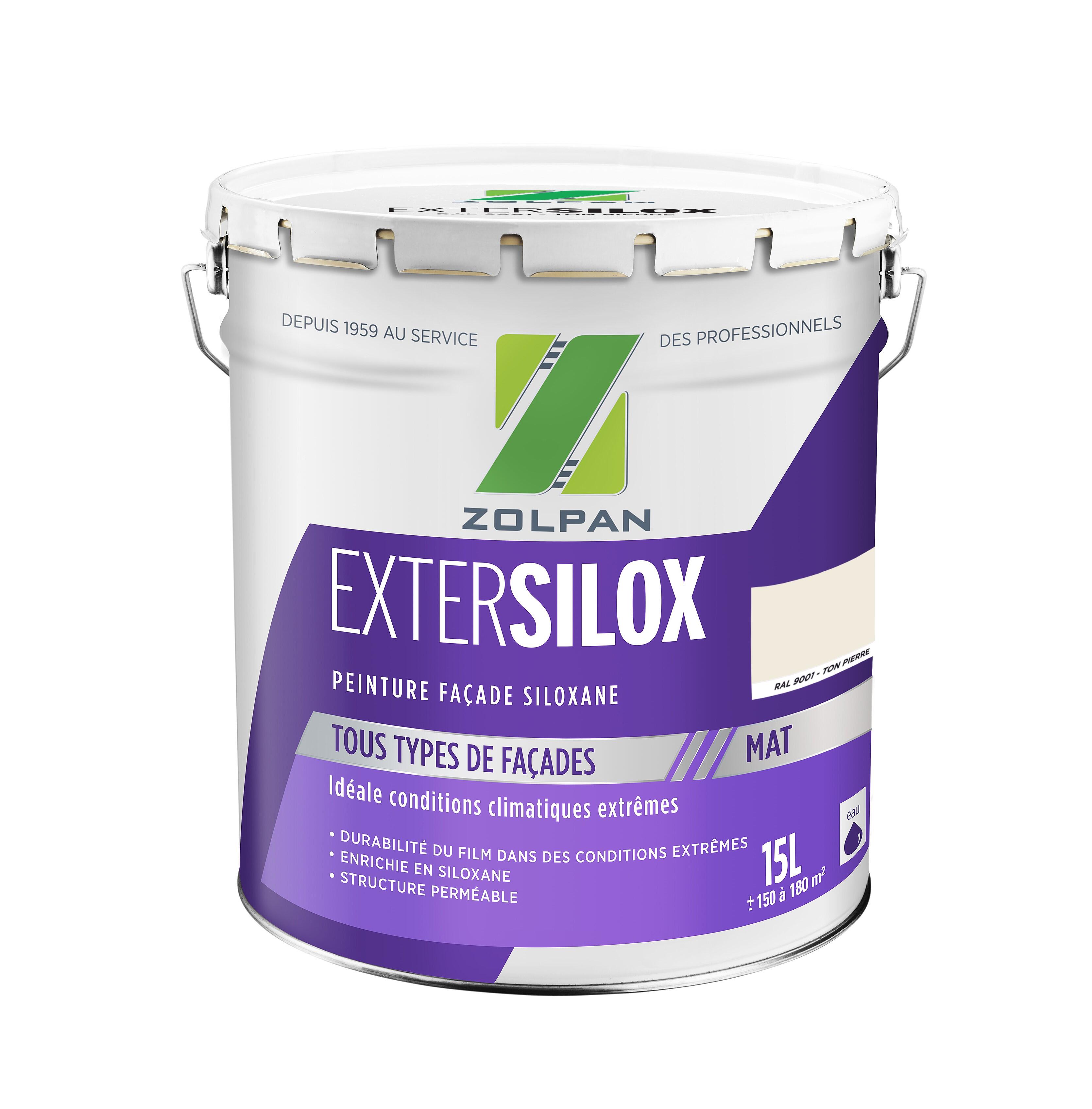 Peinture extérieure façade Siloxane ZOLPAN ton pierre mat 15l | Leroy ...
