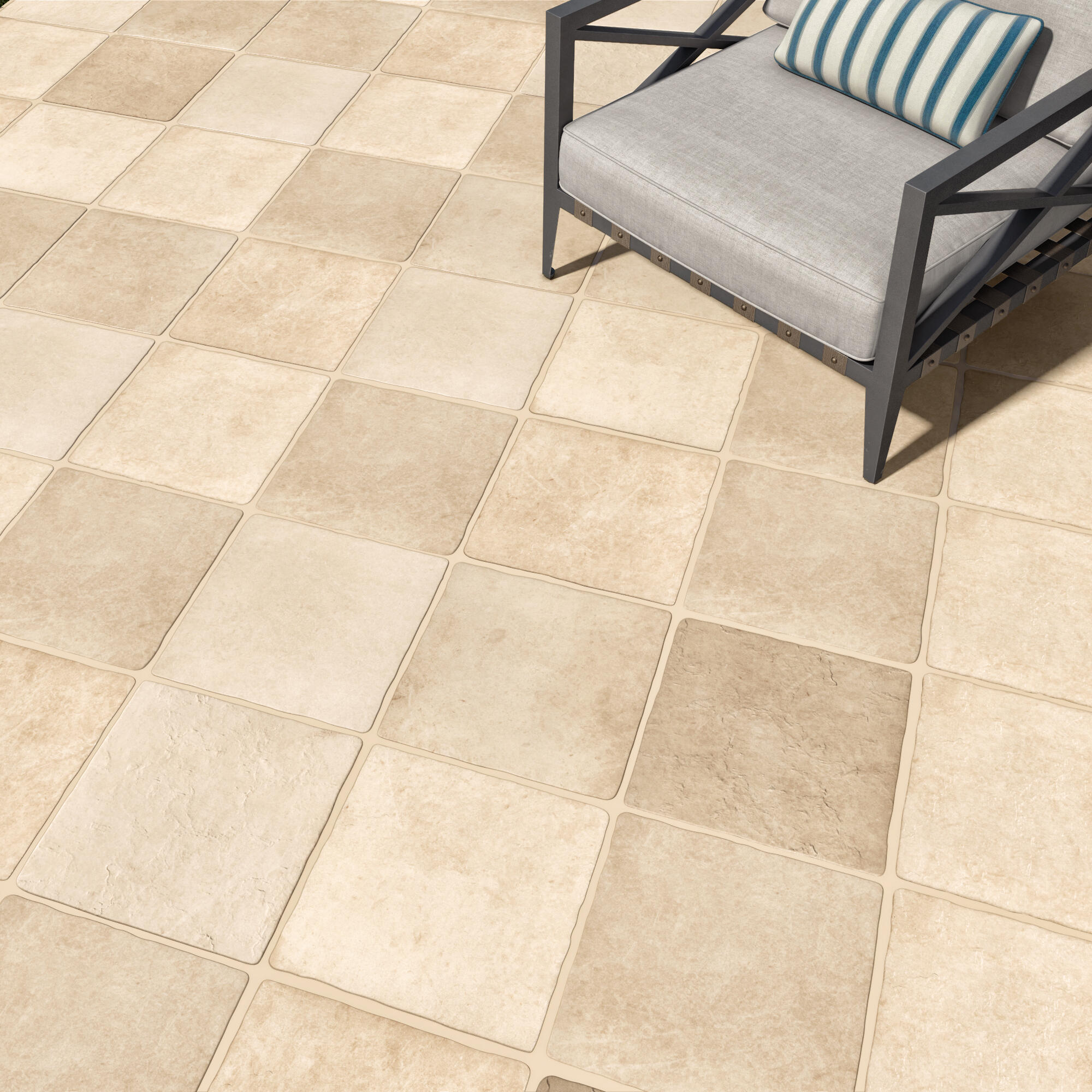 Carrelage sol extérieur effet pierre beige Monastère l.30 x L.30 cm ...