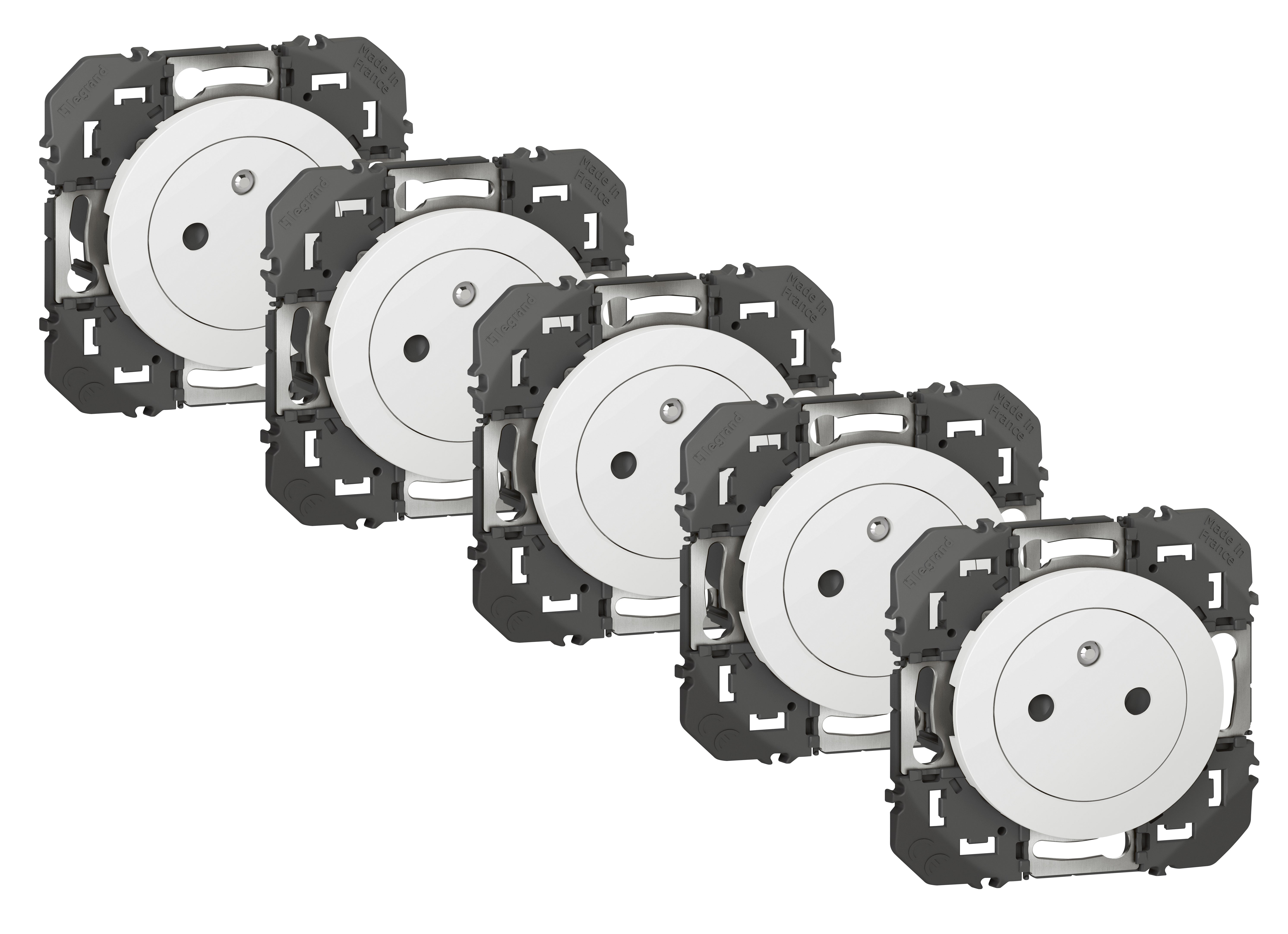 Lot de 5 prises avec terre à assembler Dooxie, LEGRAND blanc | Leroy Merlin