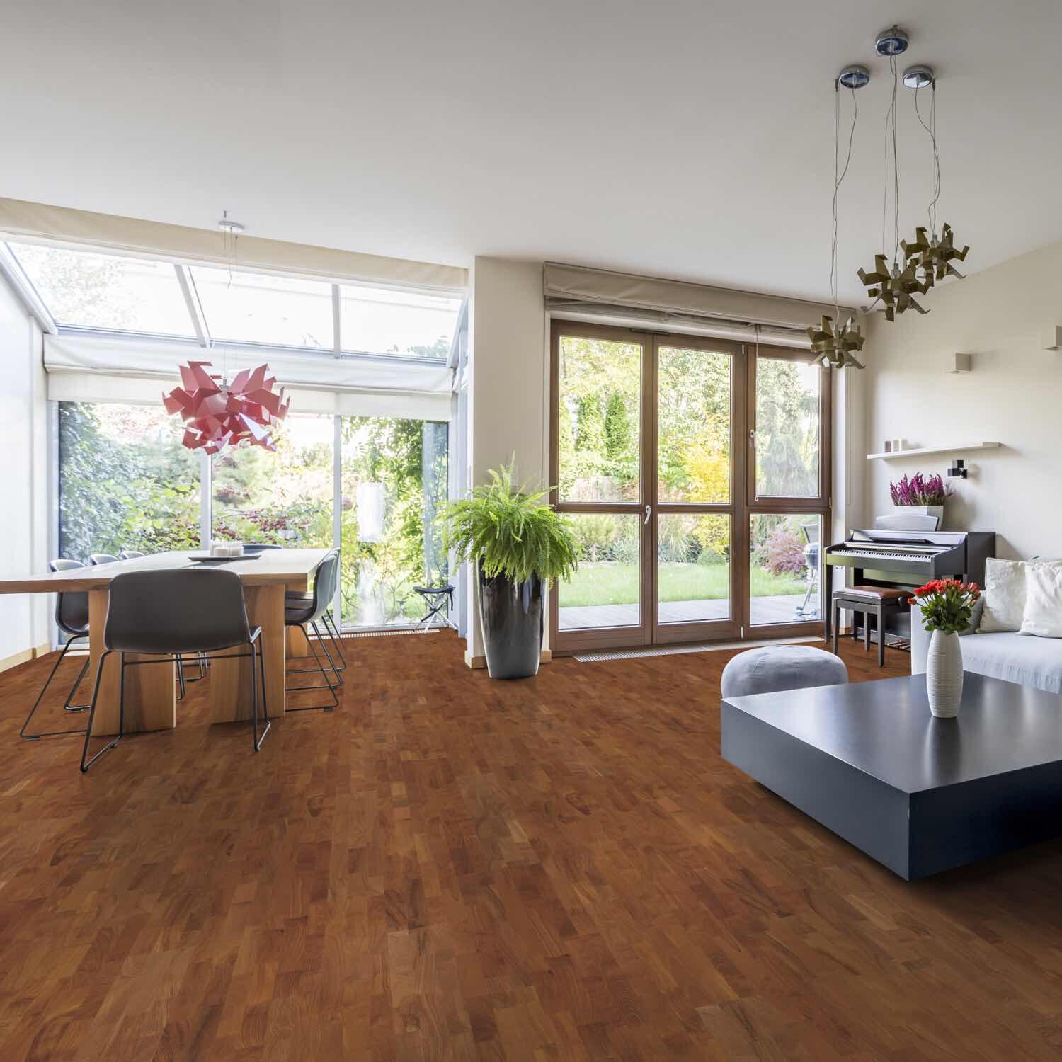 Parquet bois massif teck duo huilé S, l.90 cm | Leroy Merlin