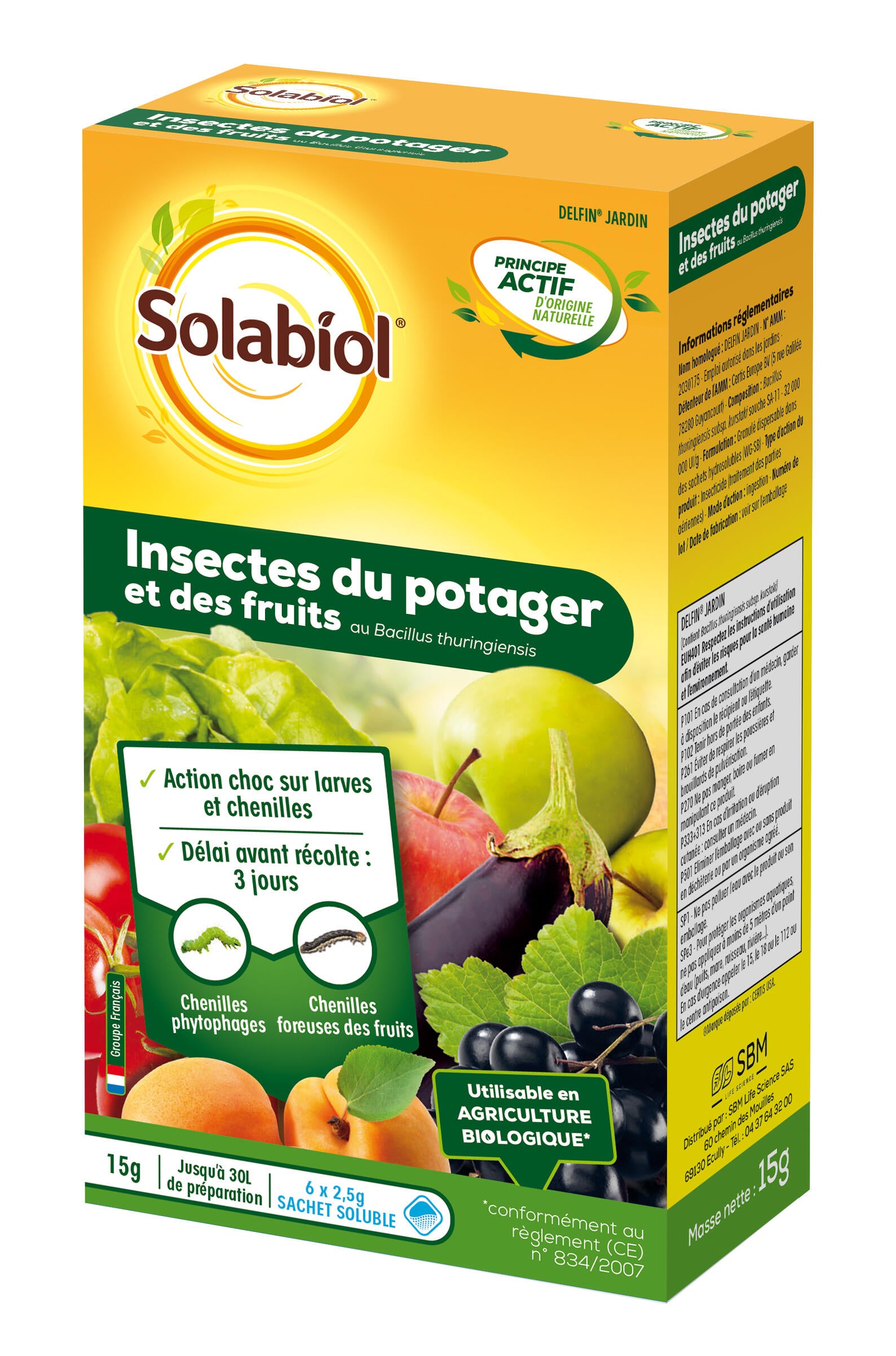 Traitement des insectes vers fruits et légumes SOLABIOL, pour potager ...
