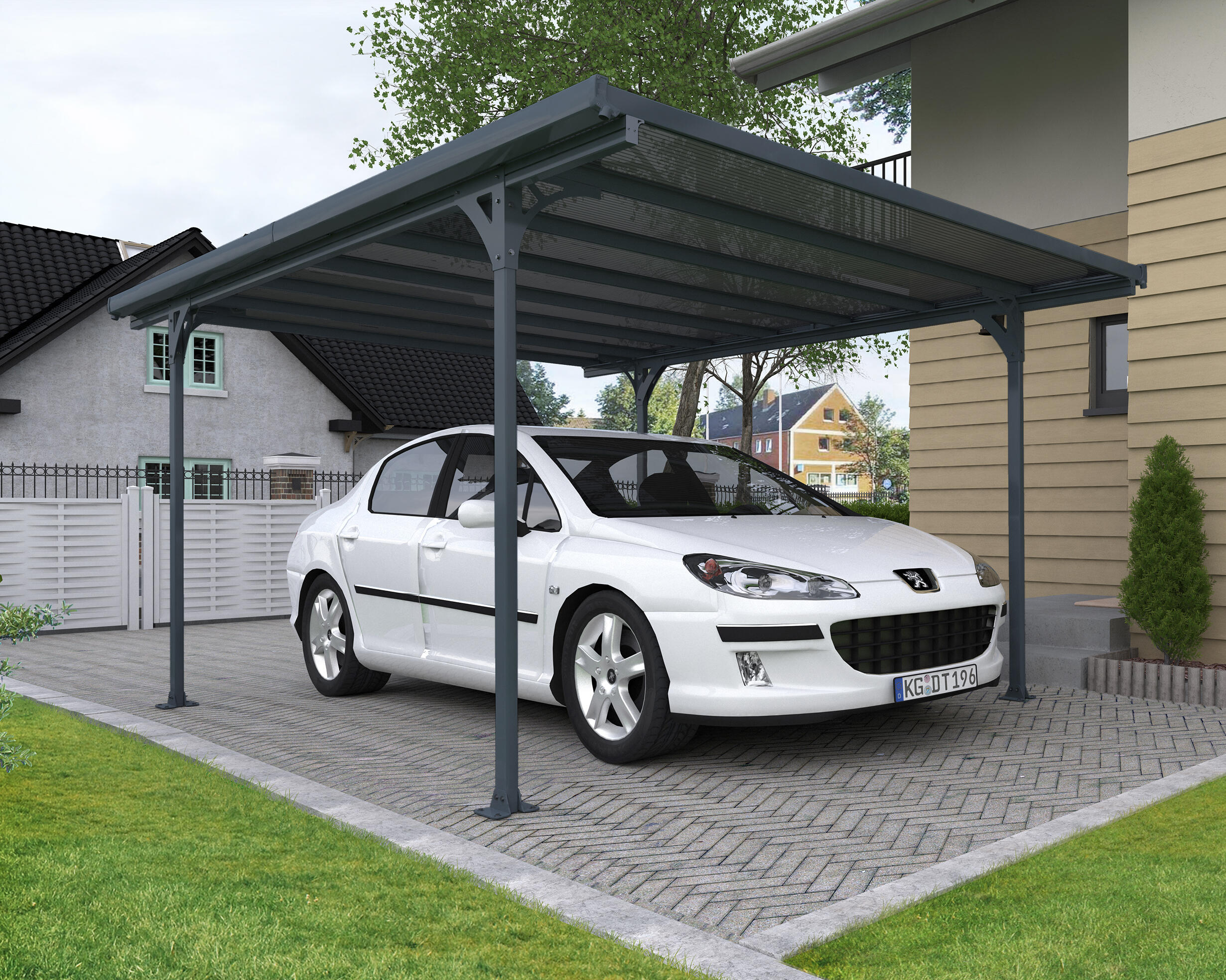Carport Verona toit plat PALRAM 504 x 299 cm | Leroy Merlin