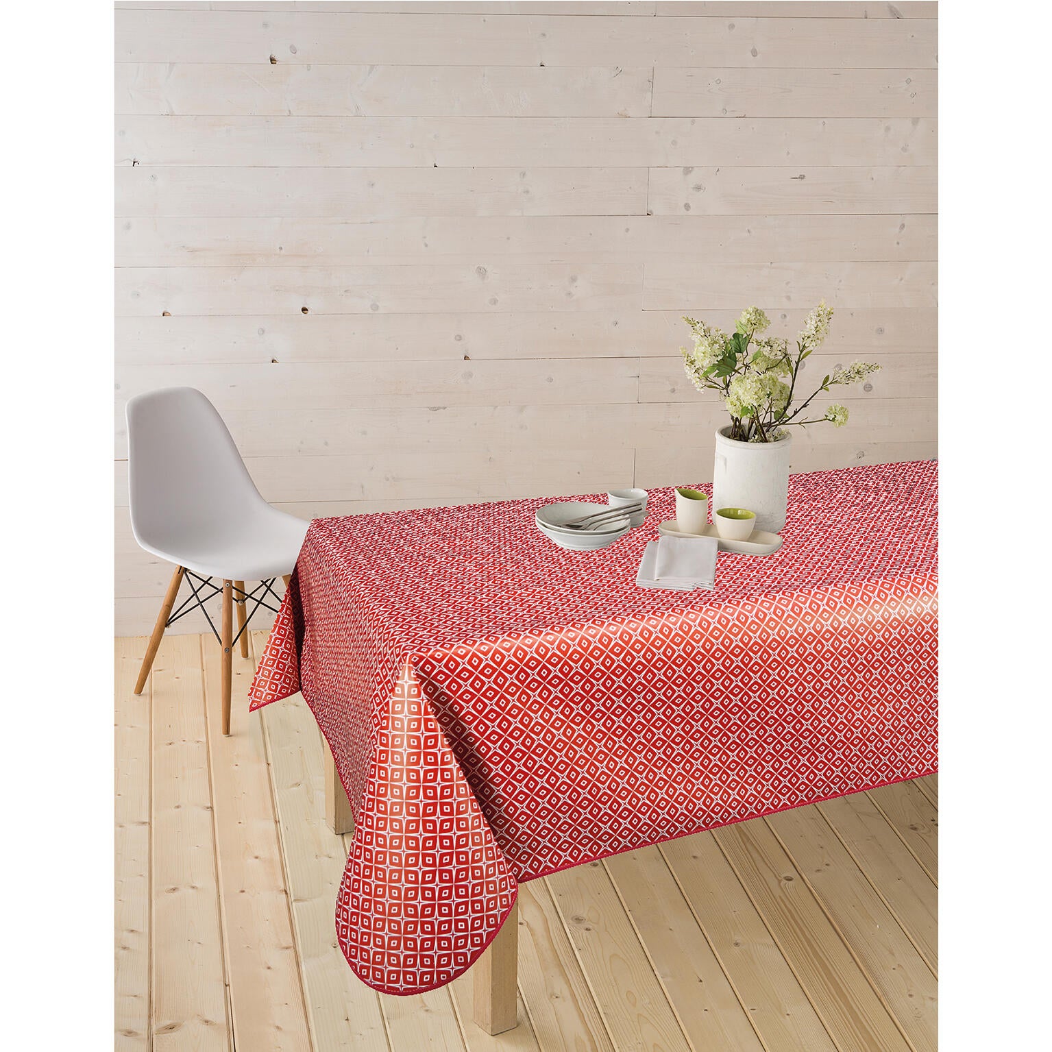 Toile cirée rectangulaire l.140 x L.200 cm, pvc antitâche rouge Clara ...