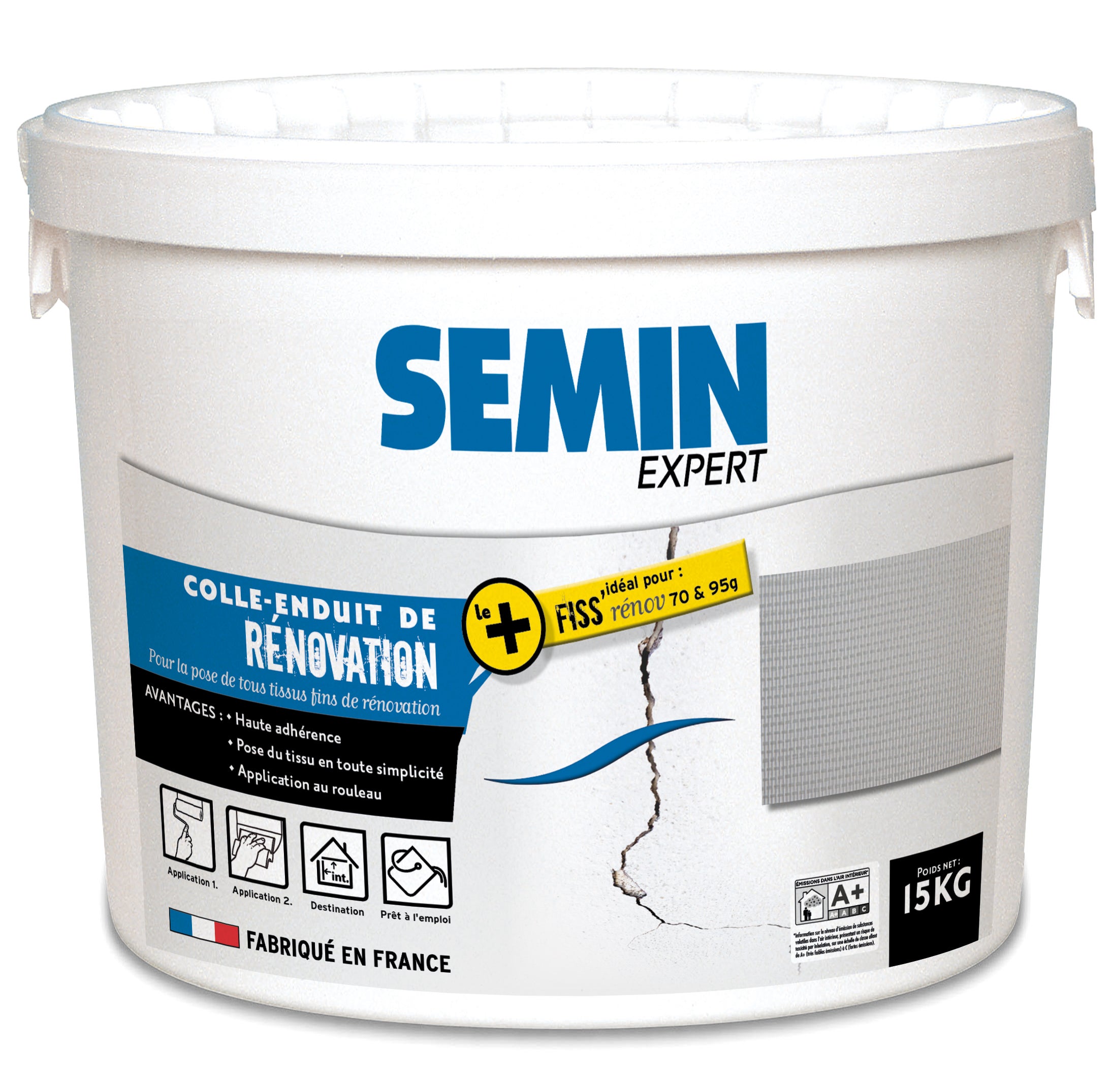 Enduit colle en pâte Colle de rénovation SEMIN blanc 15 kg | Leroy Merlin