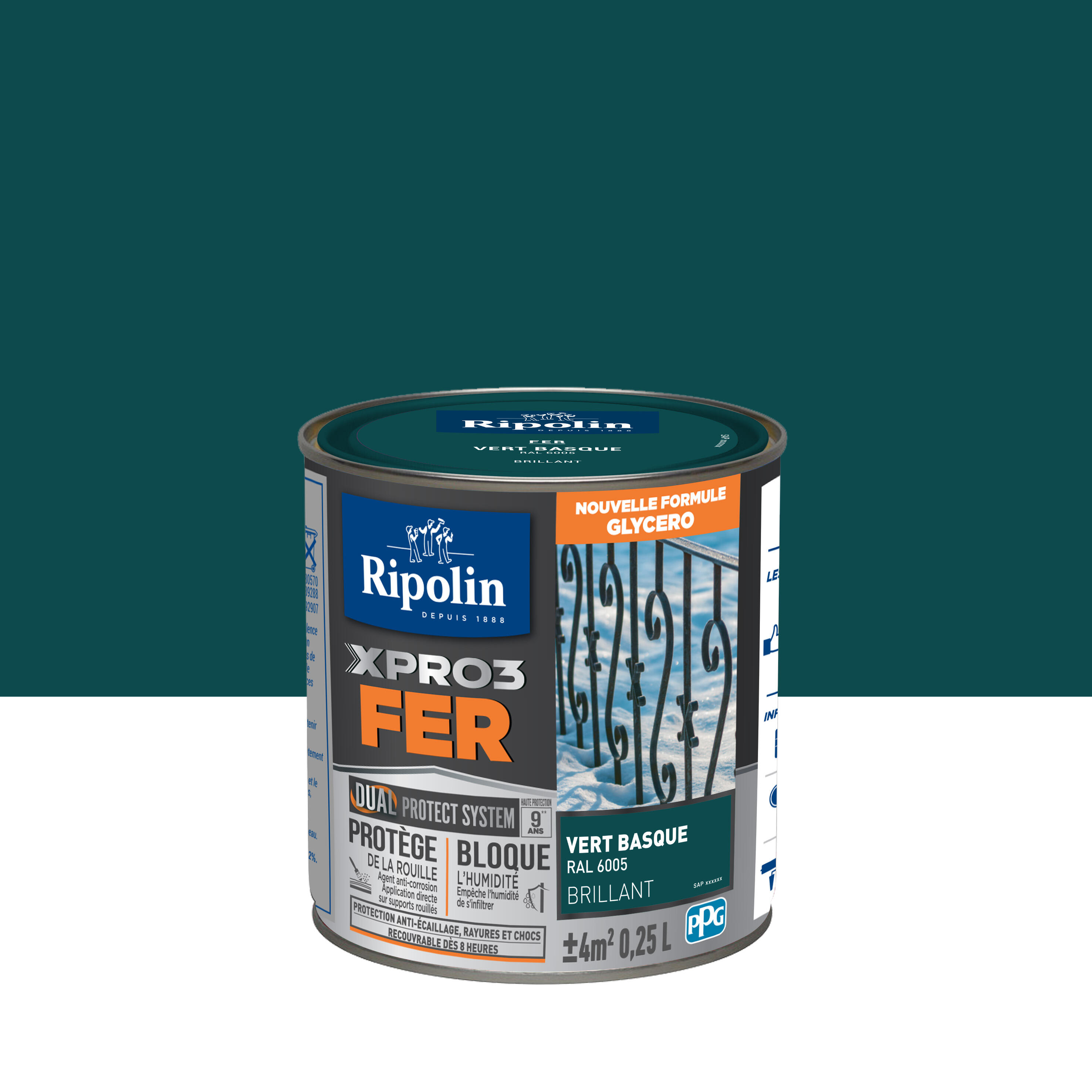 Peinture extérieure fer Xpro3 RIPOLIN vert basque brillant 250ml ...