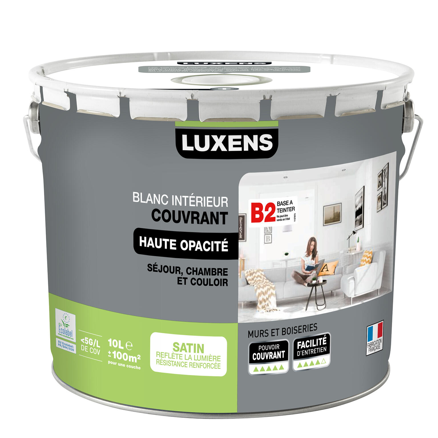 Base de peinture murale pour machine à teinter satiné LUXENS 10 L blanc ...