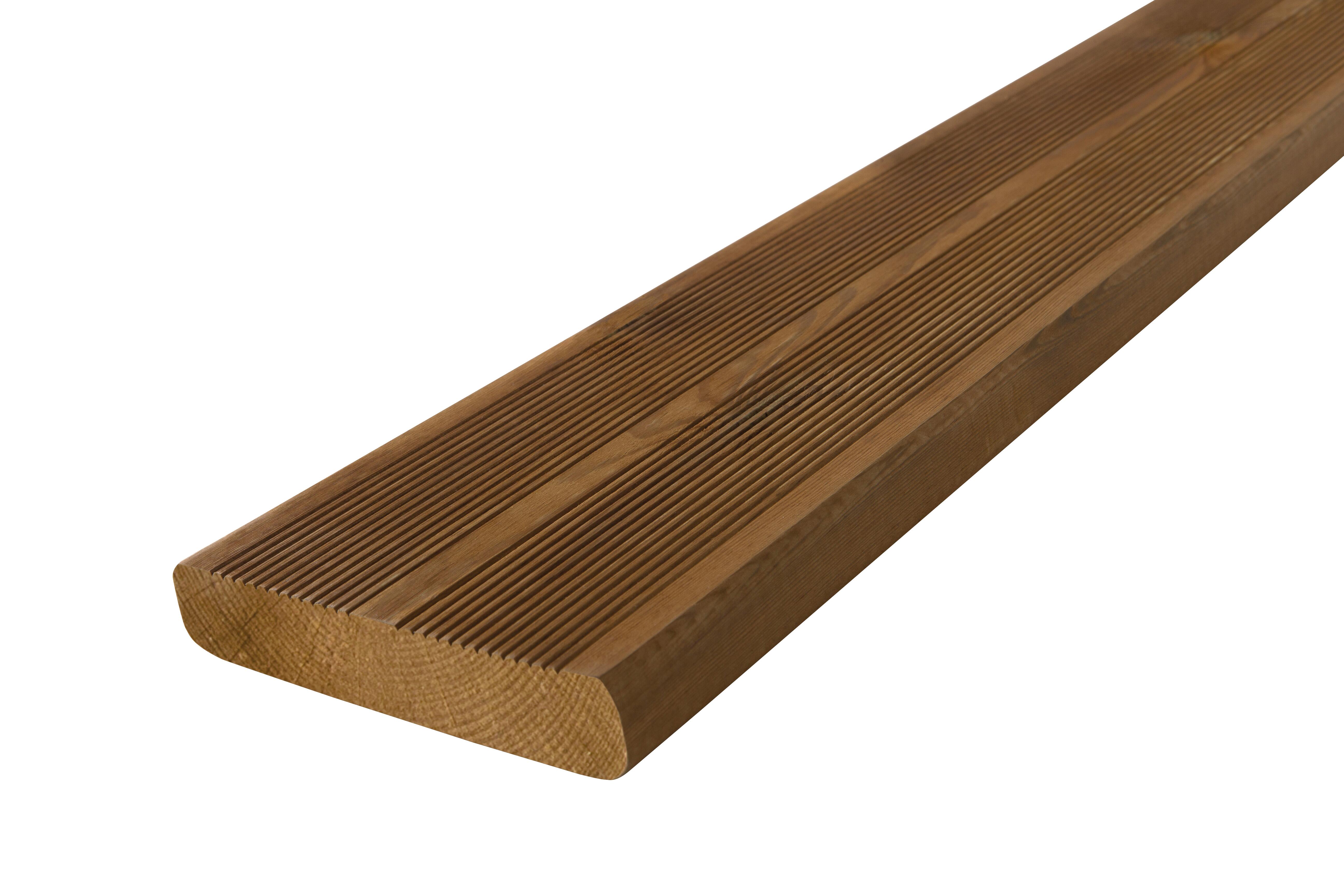 Lame terrasse bois en pin marron KUHMO2, L.360 x l.14.5 cm x Ep.27 mm ...