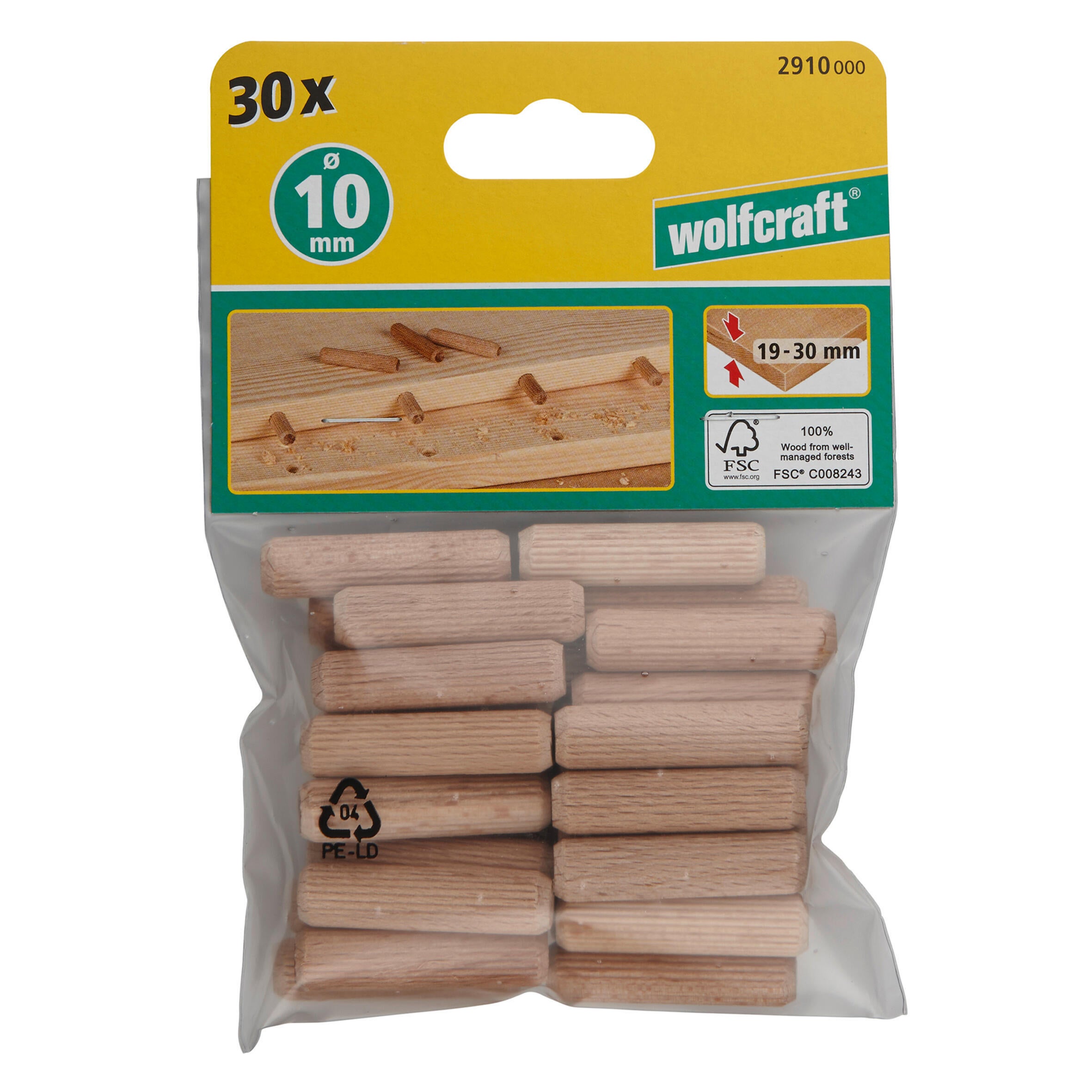Lot de 30 tourillons Diam.10 x 40 mm WOLFCRAFT | Leroy Merlin