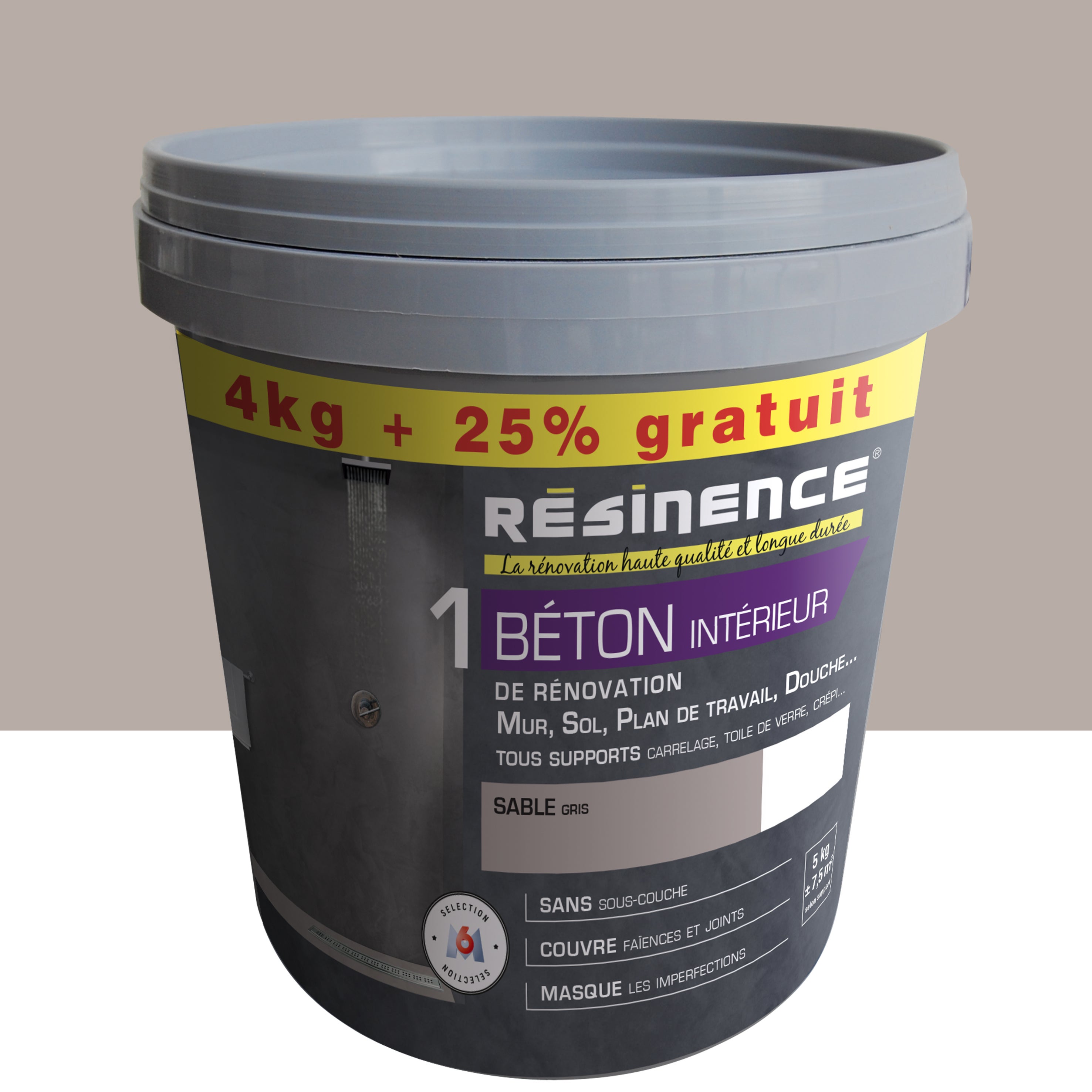 Enduit Béton mur, sol carrelage RESINENCE, sable, 4 kg + 25% gratuit ...