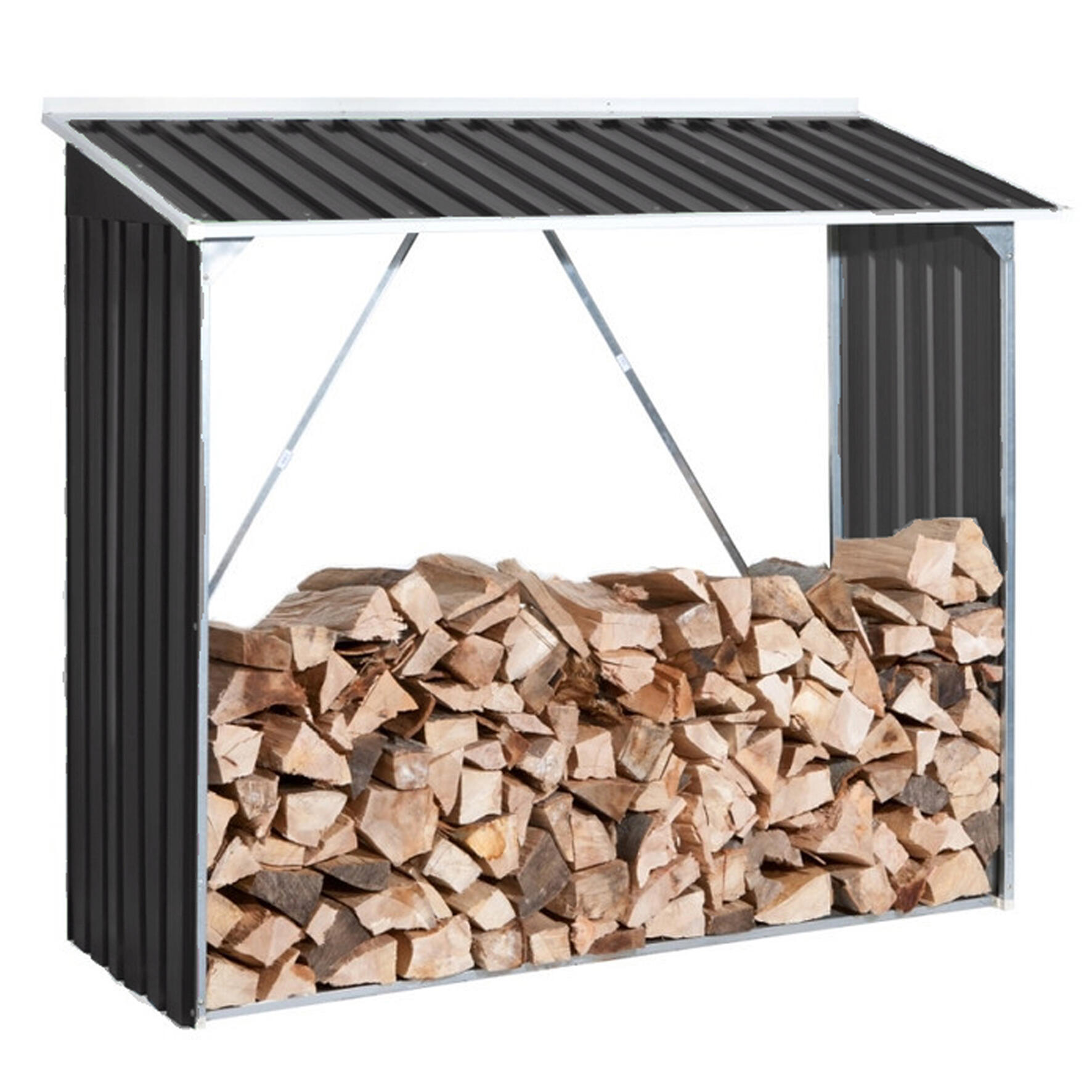 Bûcher métal Duramax woodstore gris anthracite L.172 x P.63 x H.160 cm ...