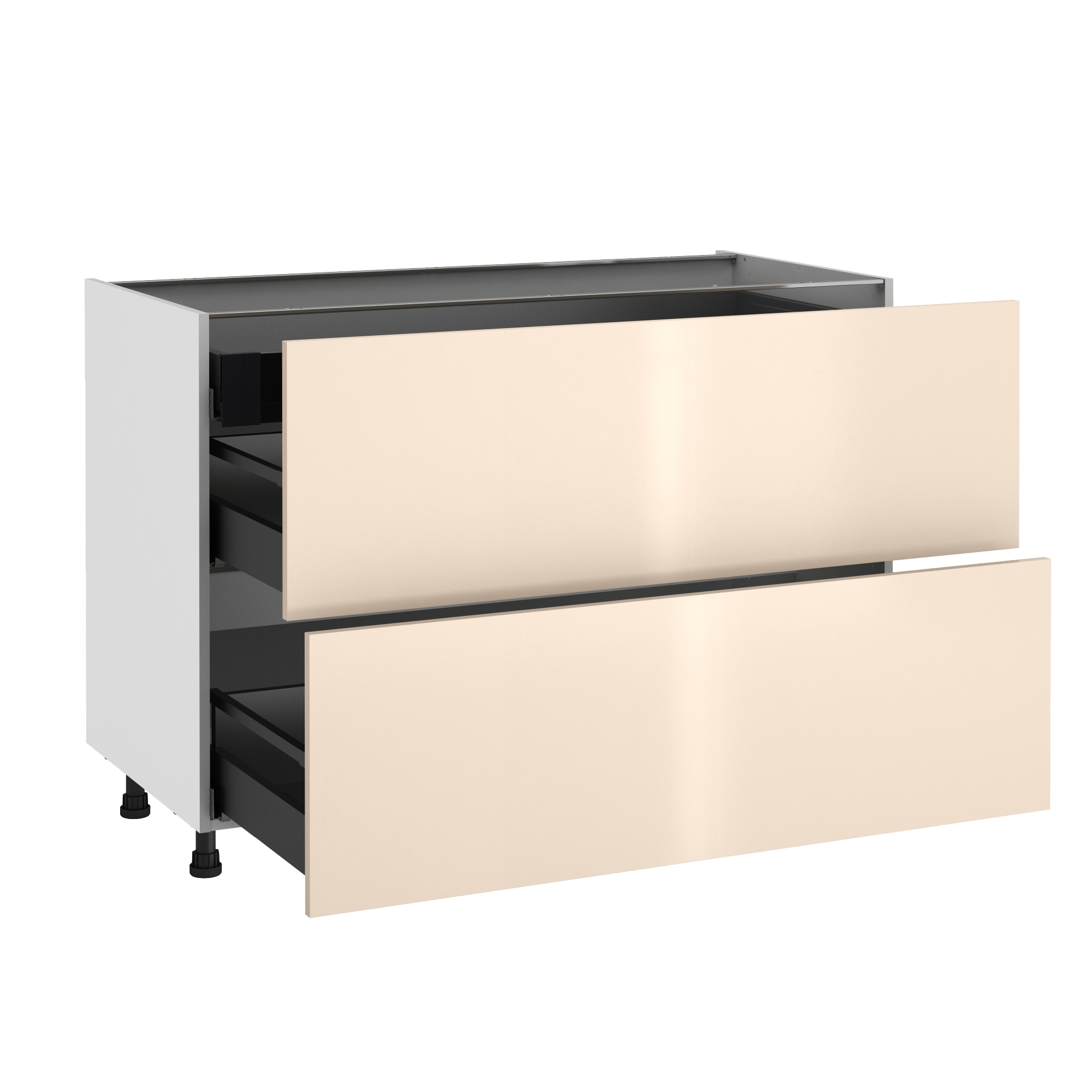 Meuble bas de cuisine Sevilla ivoire 2 tiroirs H77 x l120 | Leroy Merlin
