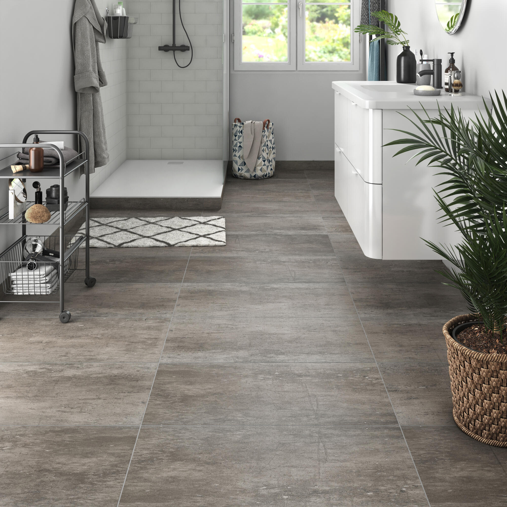 Carrelage mur / sol intérieur effet béton gris foncé Spirit l.40 x L.80 ...